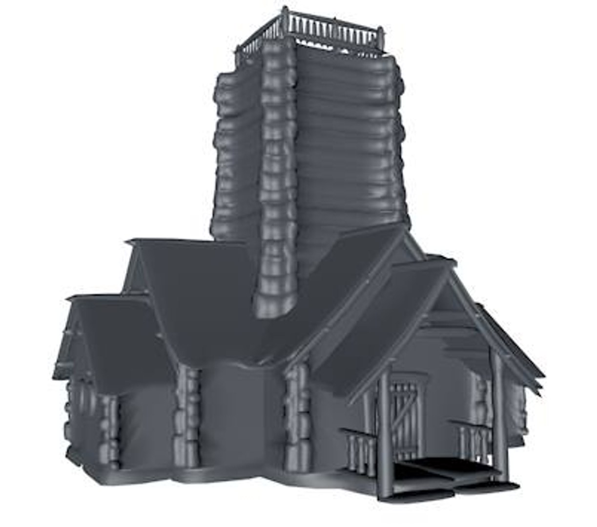 3d Medieval Log Cabin Watch
