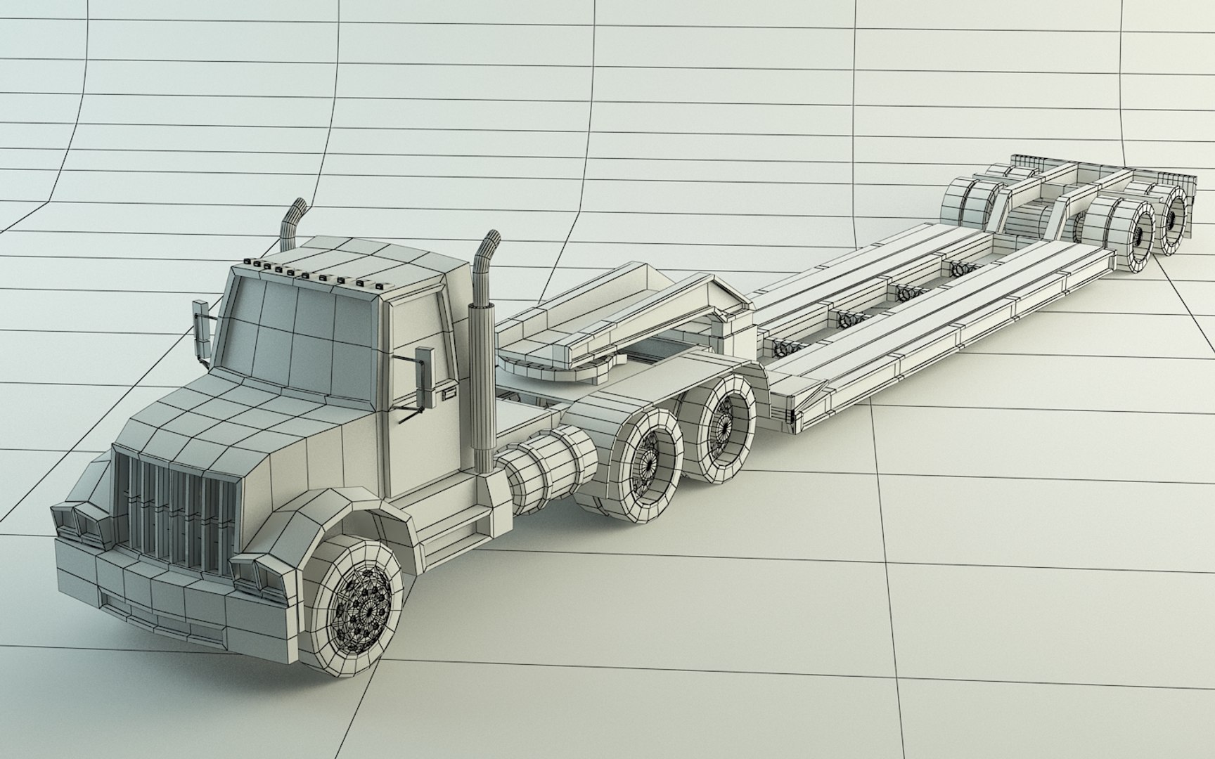 3D Lowboy Truck Trailer Polys - TurboSquid 1165519