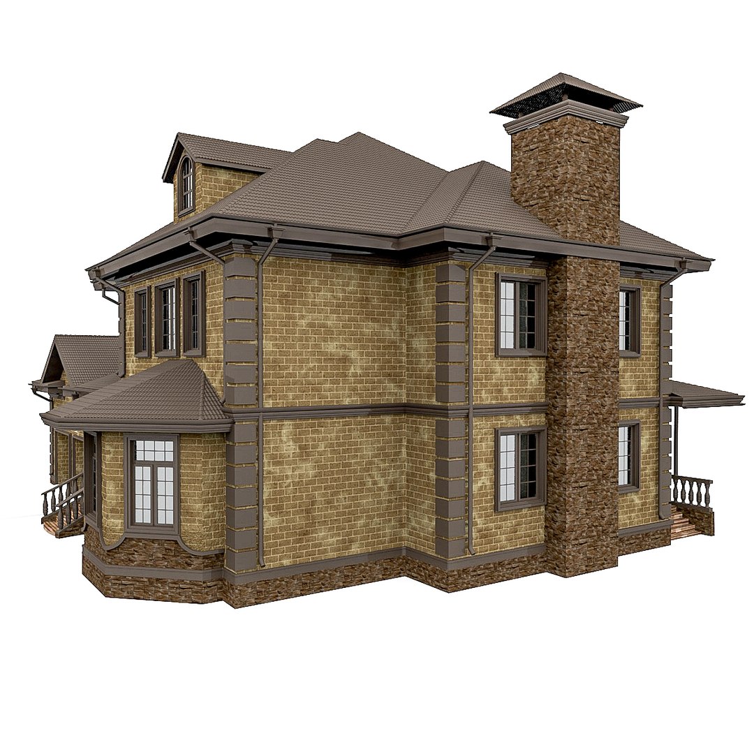 3d model stone brick houses 10