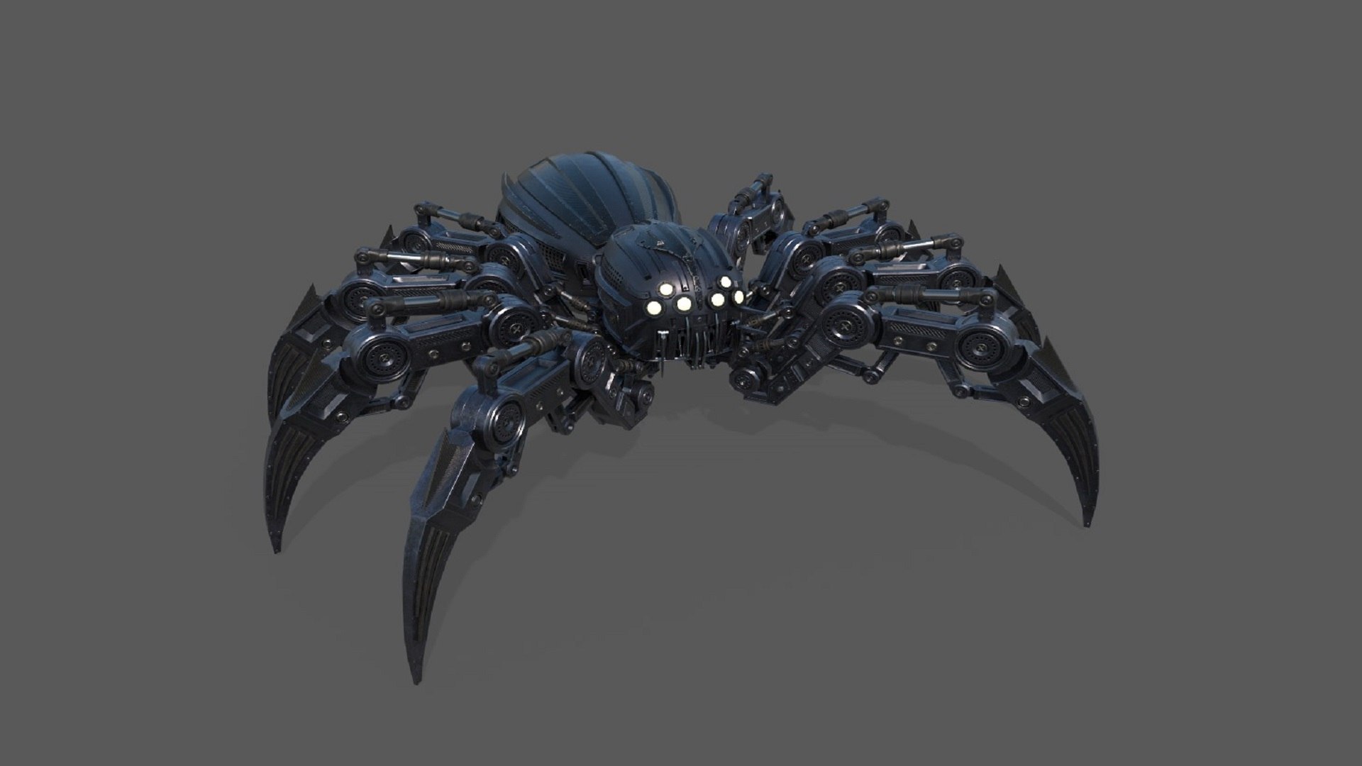 Sci-Fi Spider Metal PBR Low-poly Game Ready 3D Model Low-poly 3D Model ...