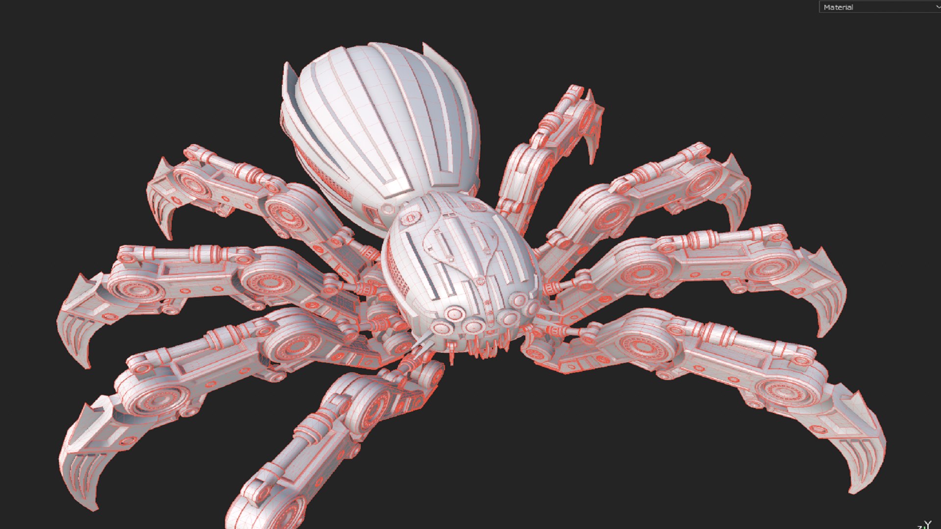 Sci-Fi Spider Metal PBR Low-poly Game Ready 3D Model Low-poly 3D Model ...