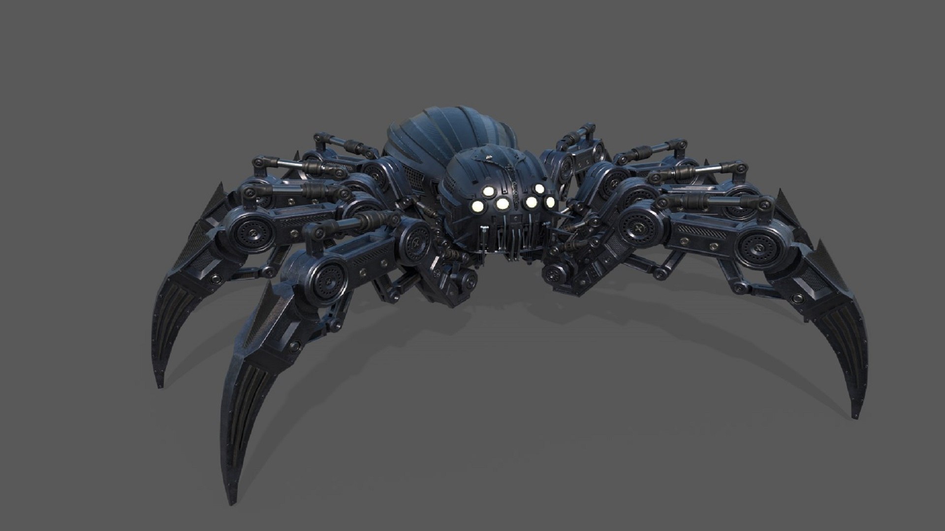 Sci-Fi Spider Metal PBR Low-poly Game Ready 3D Model Low-poly 3D Model ...