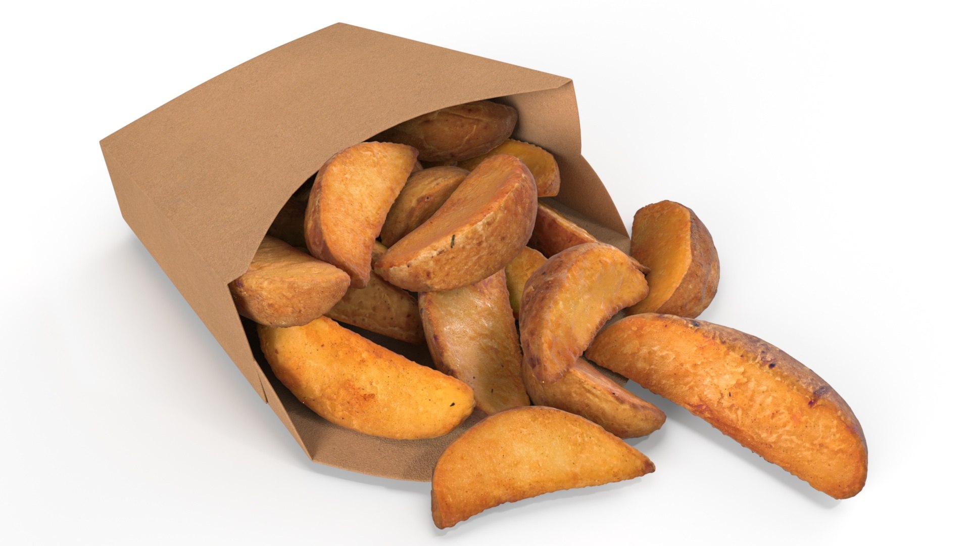 Rustic Potato Wedges In Kraft Packaging Model - TurboSquid 2447215