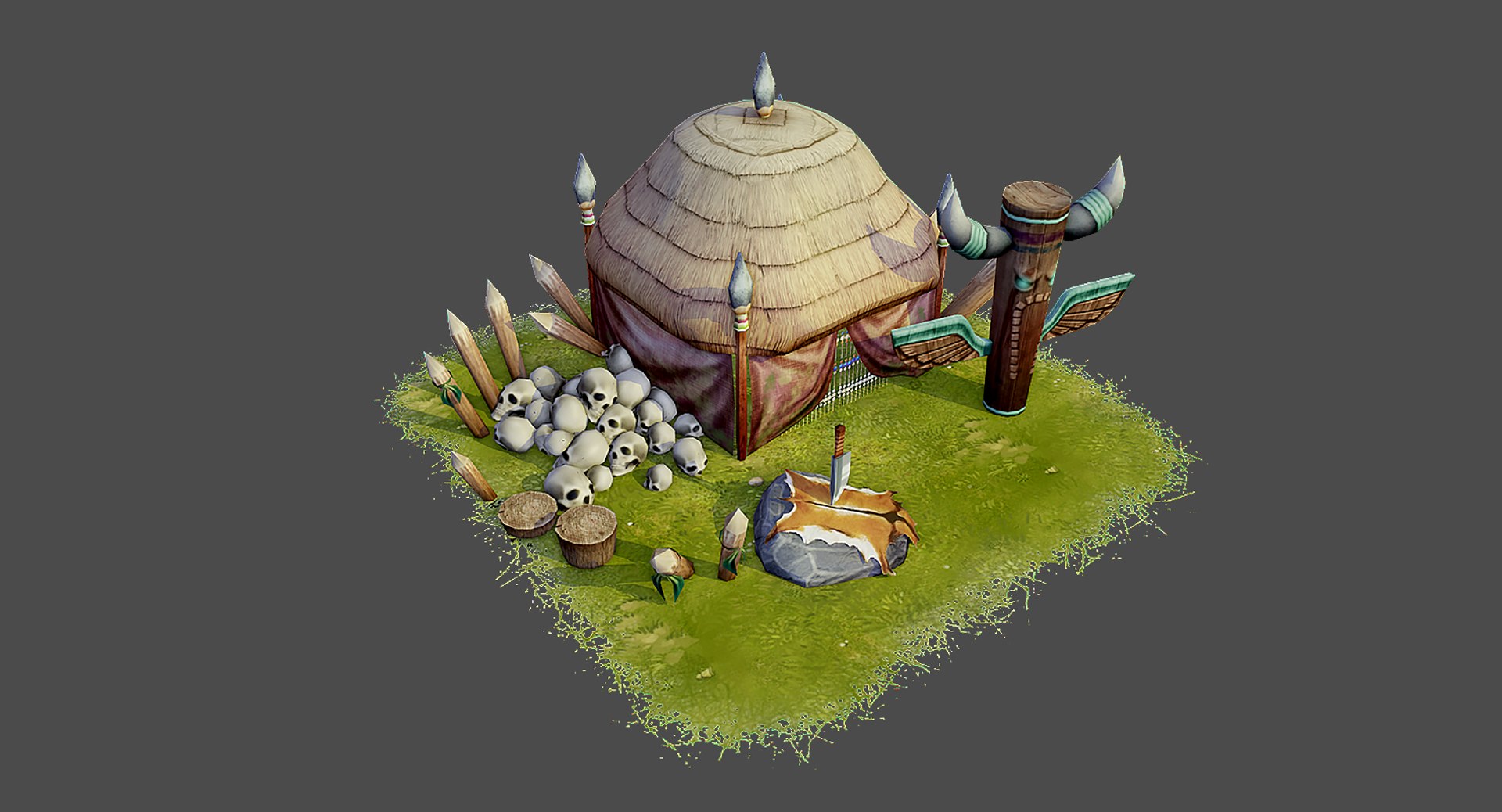 Cartoon Shaman Hut 3d Max