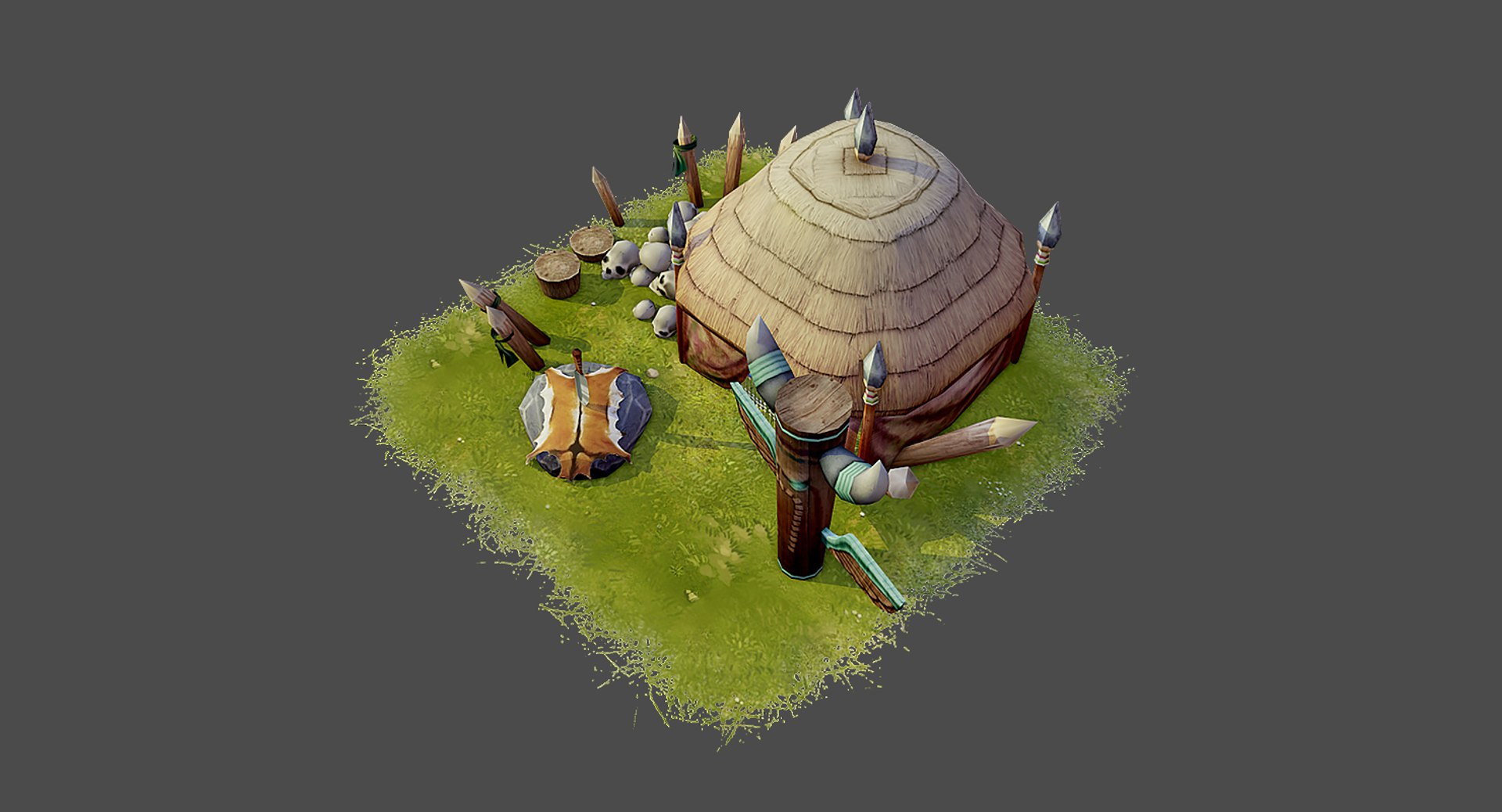 Cartoon Shaman Hut 3d Max