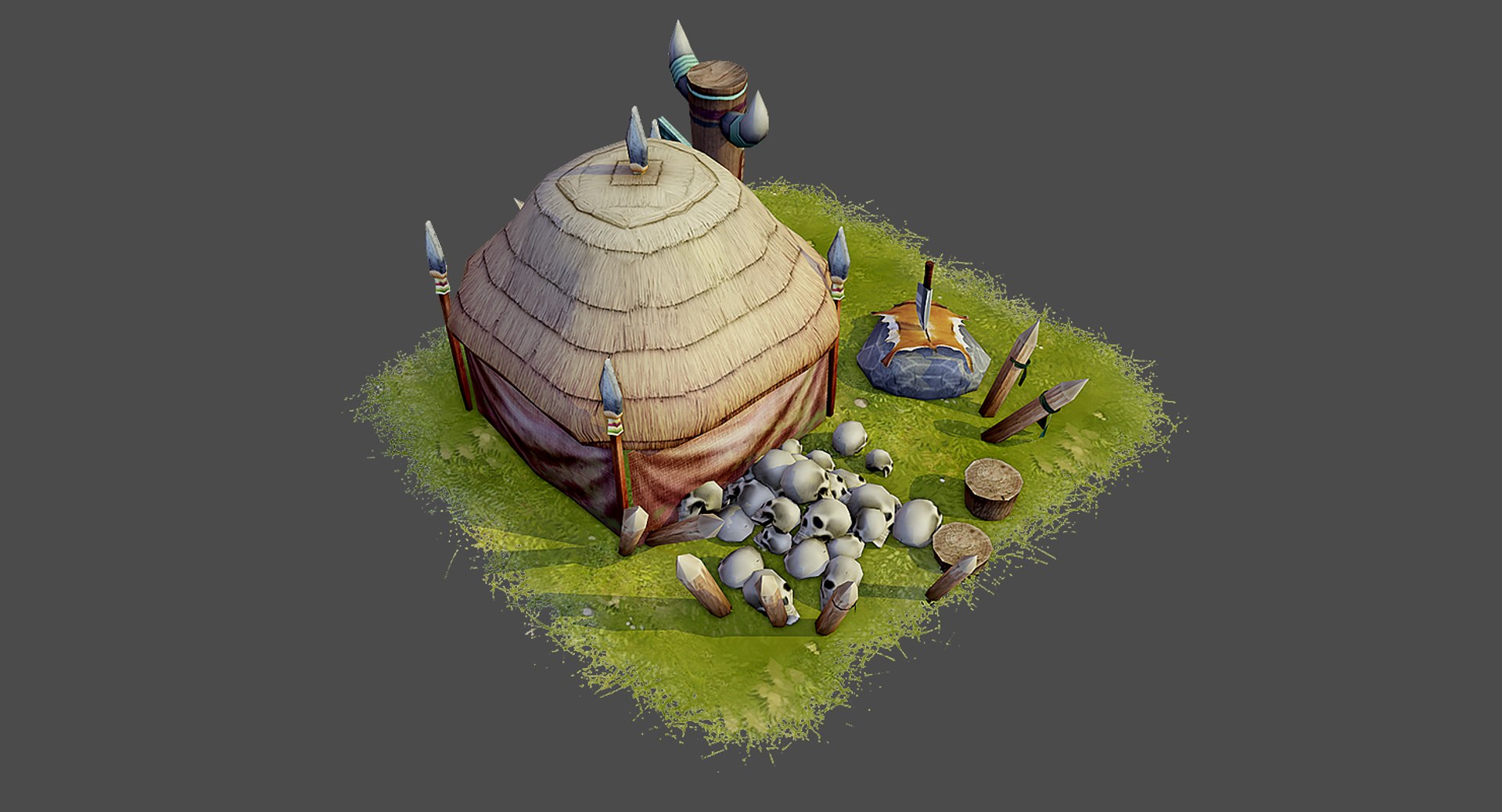Cartoon Shaman Hut 3d Max