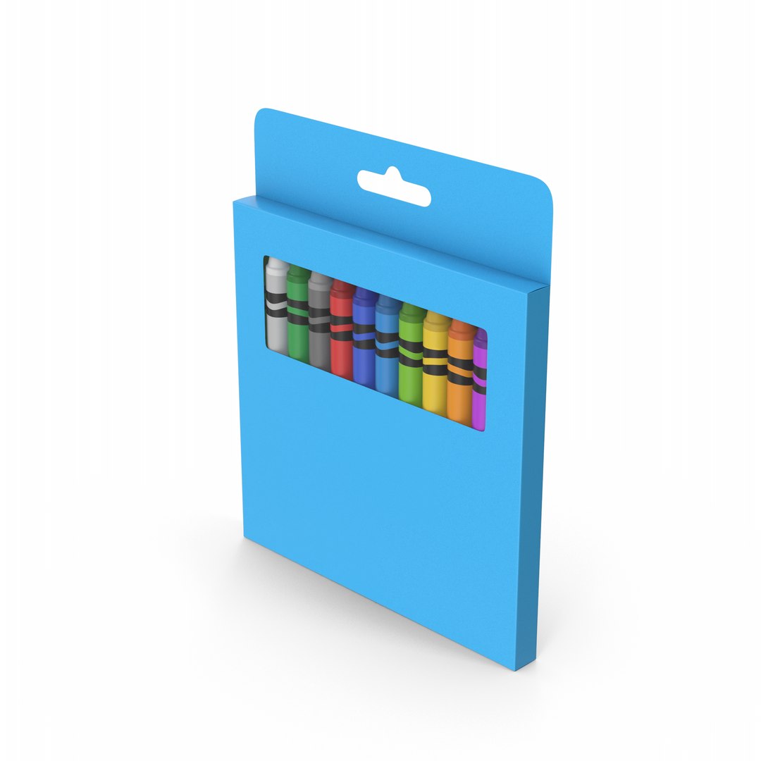 3D Model Blue Crayons Box - TurboSquid 2178320