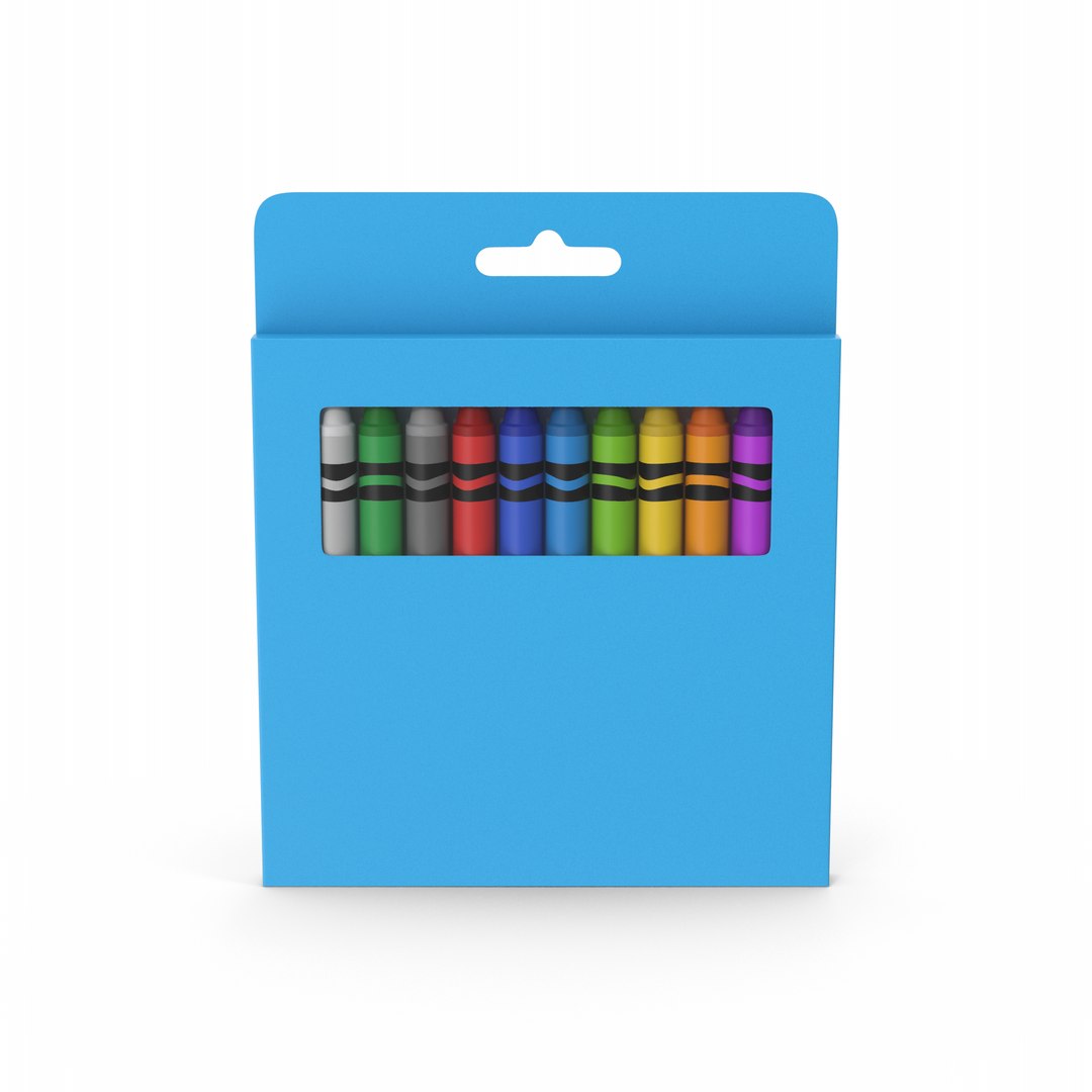 3D Model Blue Crayons Box - TurboSquid 2178320