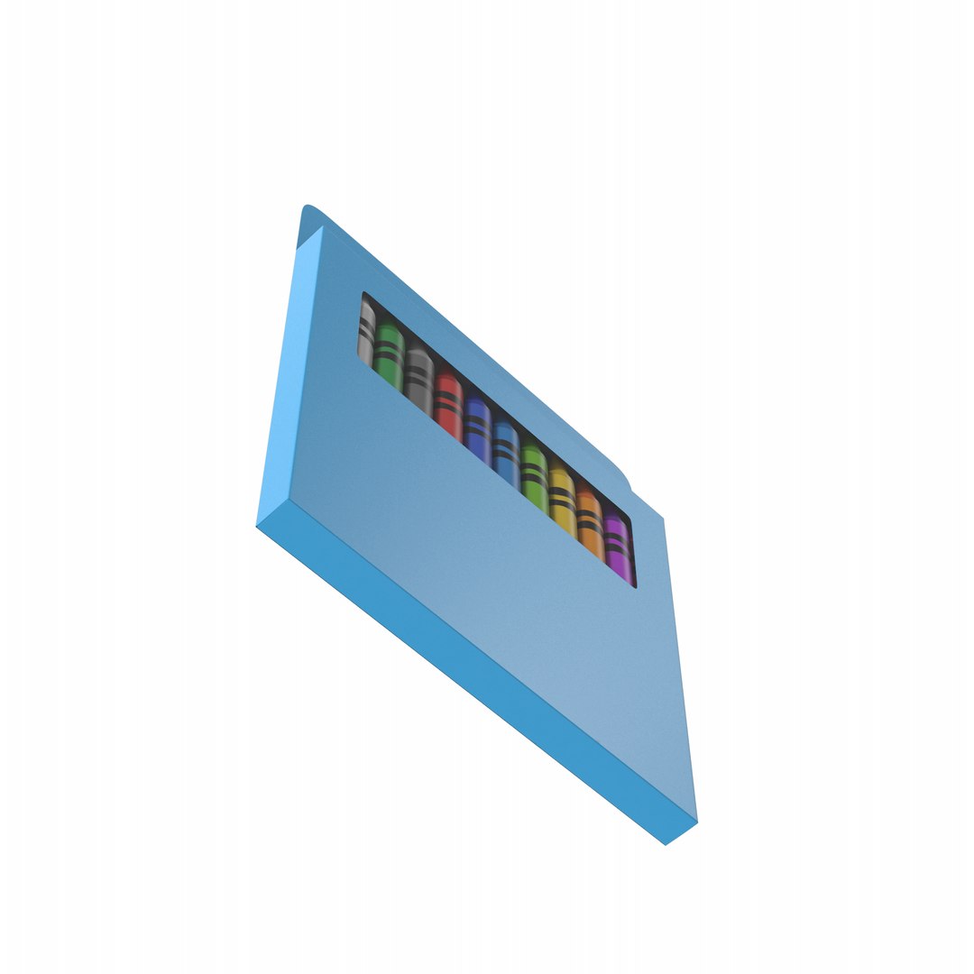 3D Model Blue Crayons Box - TurboSquid 2178320