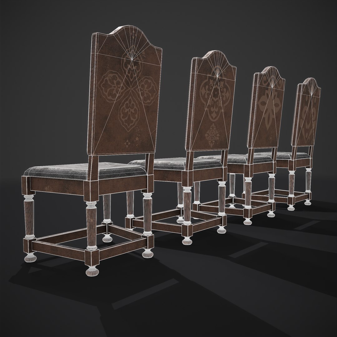 Elegant Short Writing Desk and High Chiar 3D model - TurboSquid 1820298