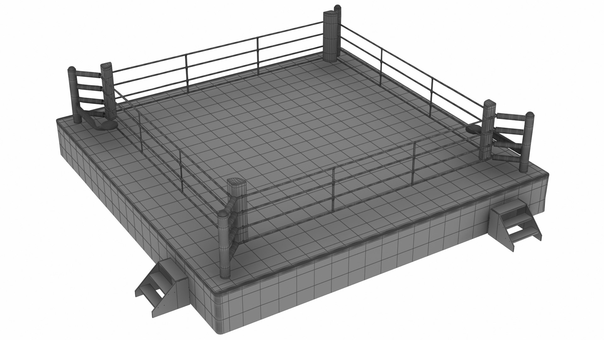 3D Boxing Ring Black White Model - TurboSquid 1967118
