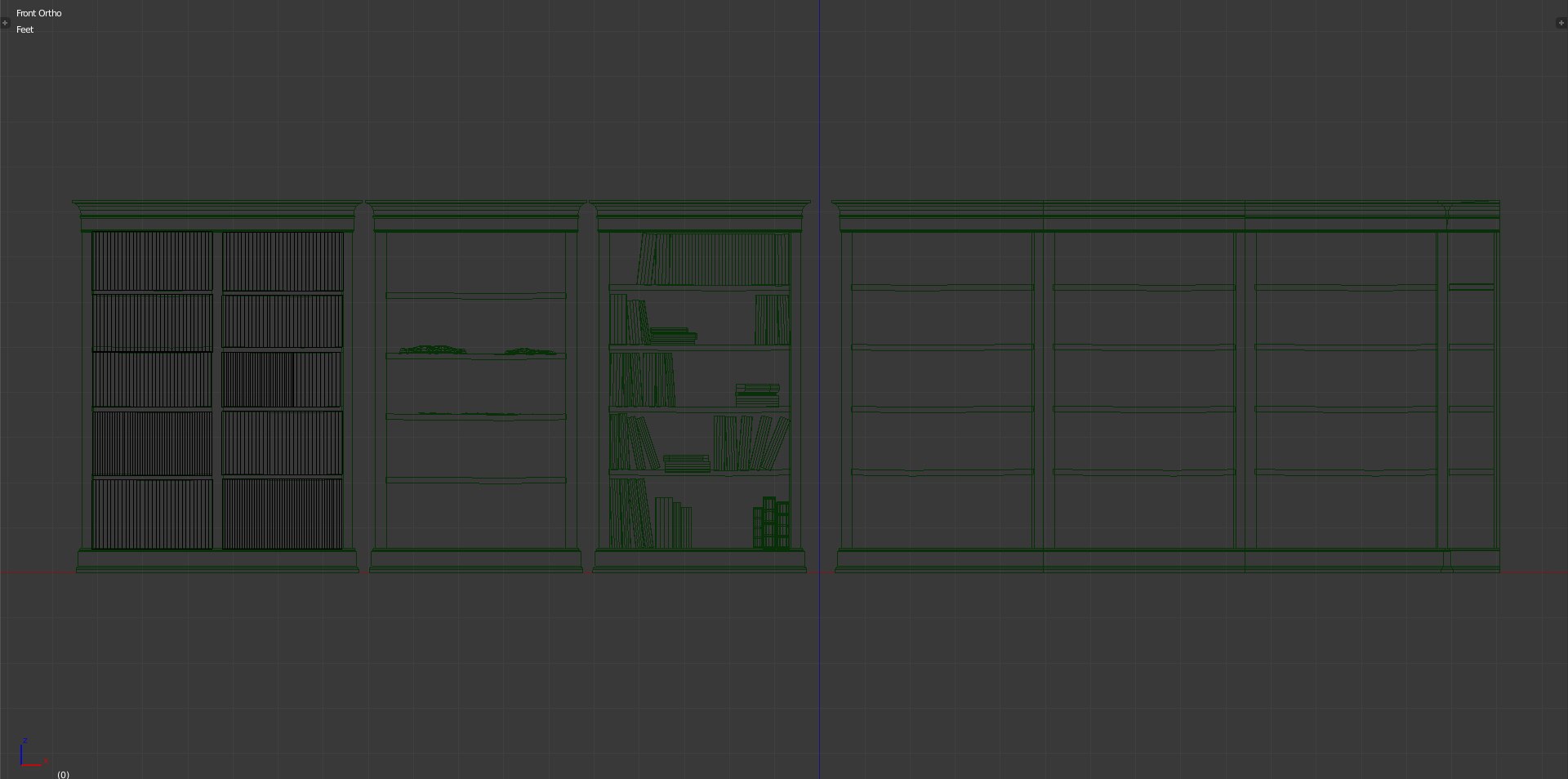 modular library set 3d model