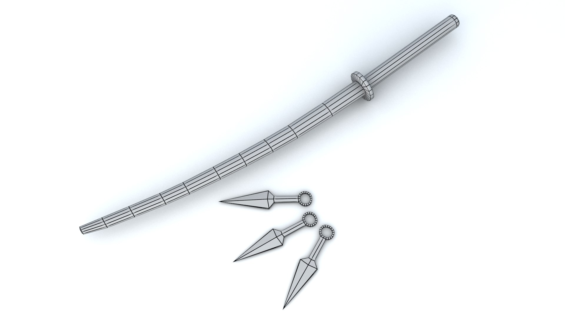 3D Katana And Kunai Knives Model - TurboSquid 1742289