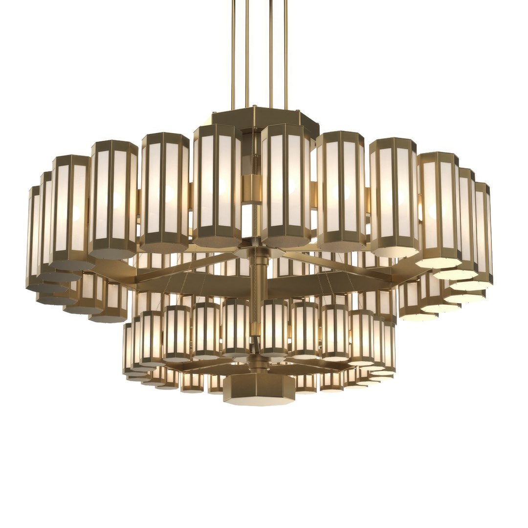 Bronze And Glass Modern Chandelier 3D - TurboSquid 2119995