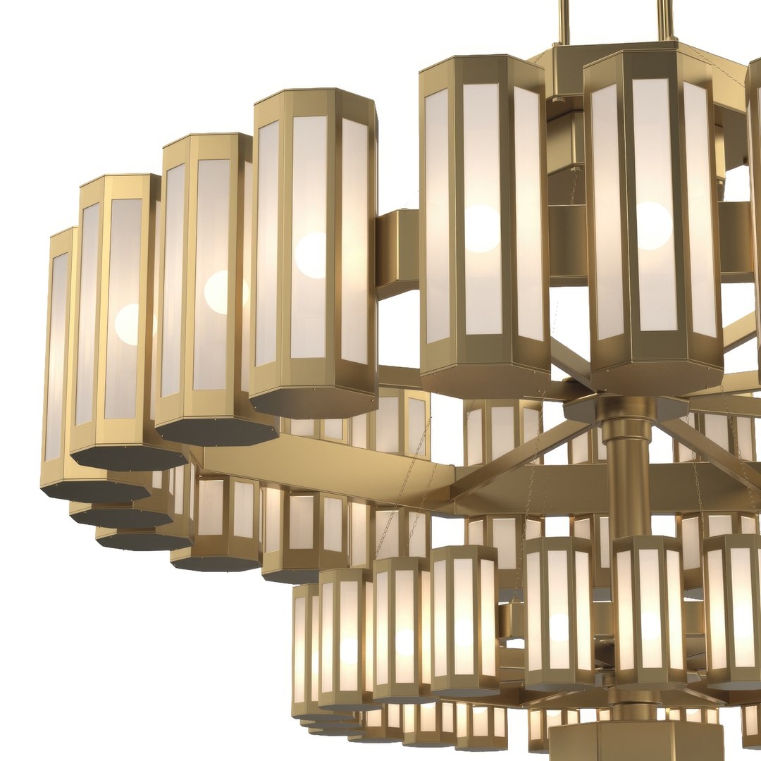 Bronze And Glass Modern Chandelier 3D - TurboSquid 2119995