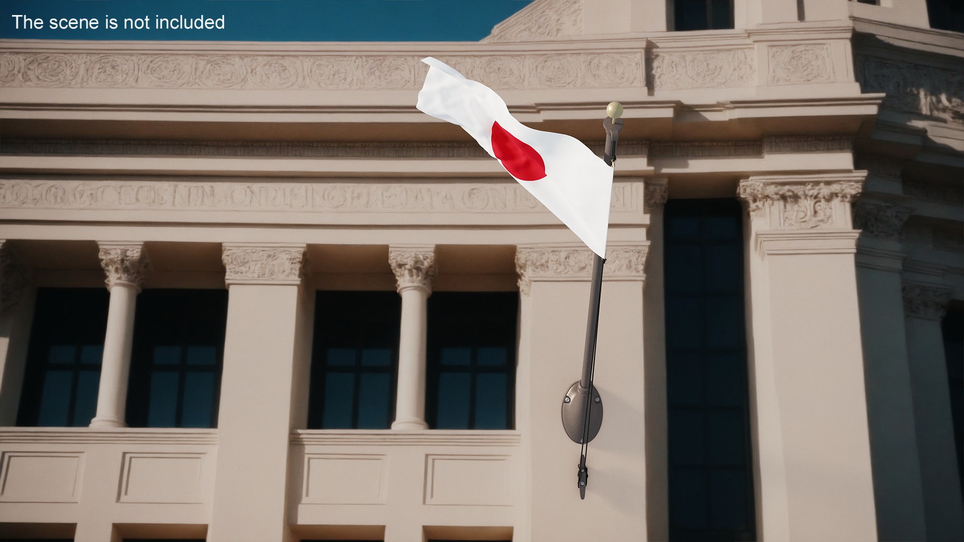 Japan Flag On Wall Pole 3D - TurboSquid 2212209