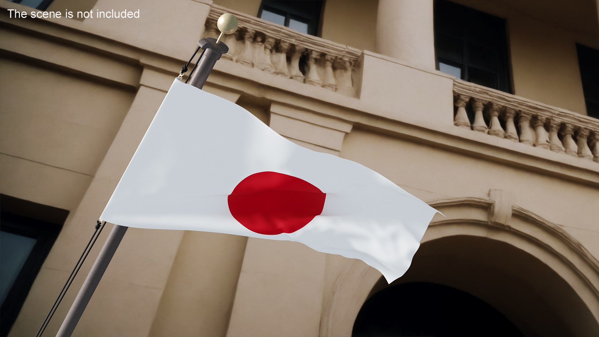 Japan Flag On Wall Pole 3D - TurboSquid 2212209