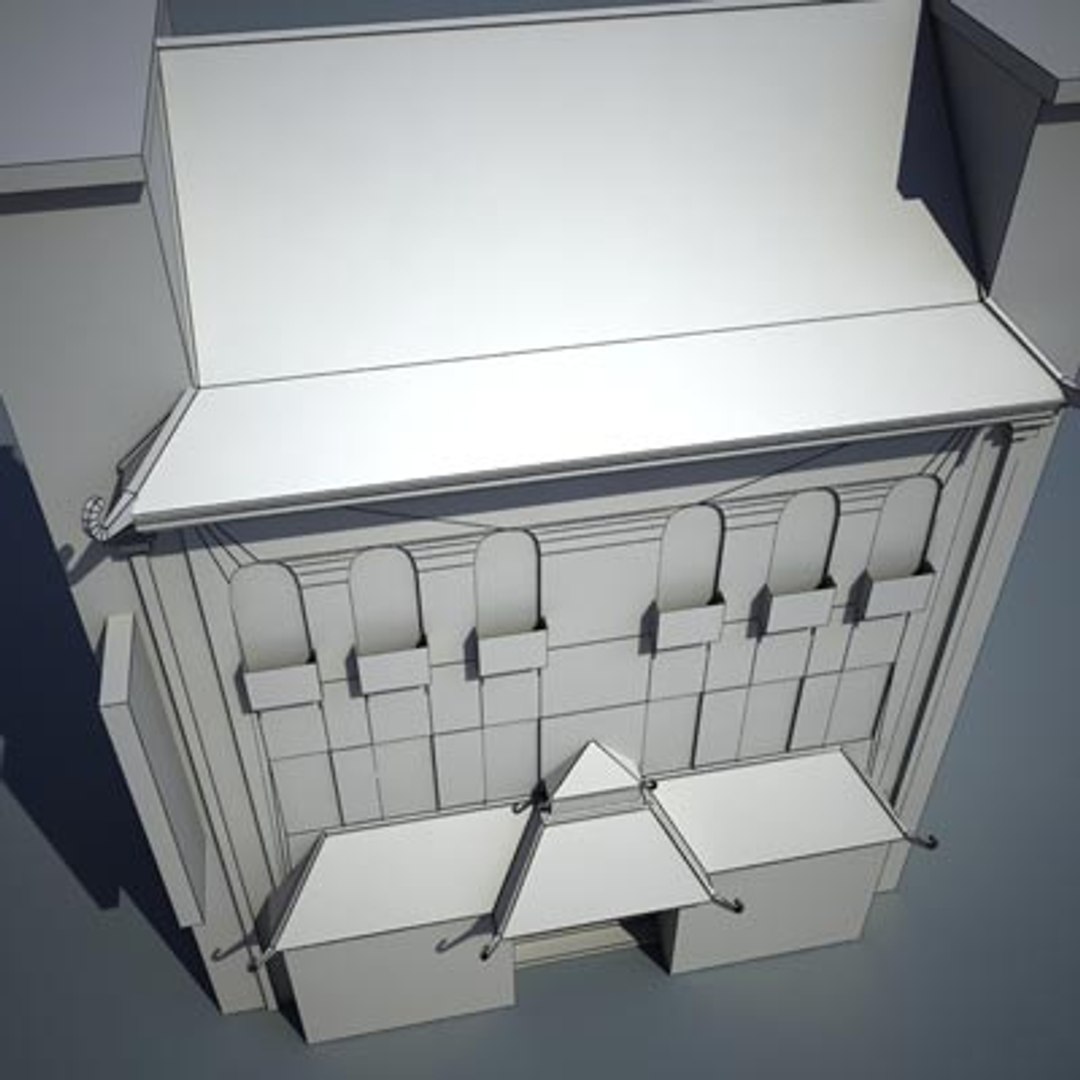 3d Model Of Low-poly China Town 3-storey