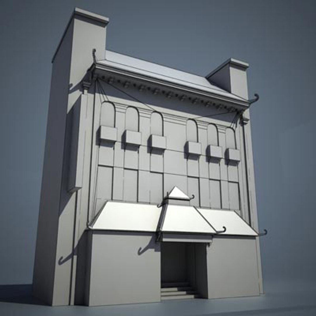 3d Model Of Low-poly China Town 3-storey