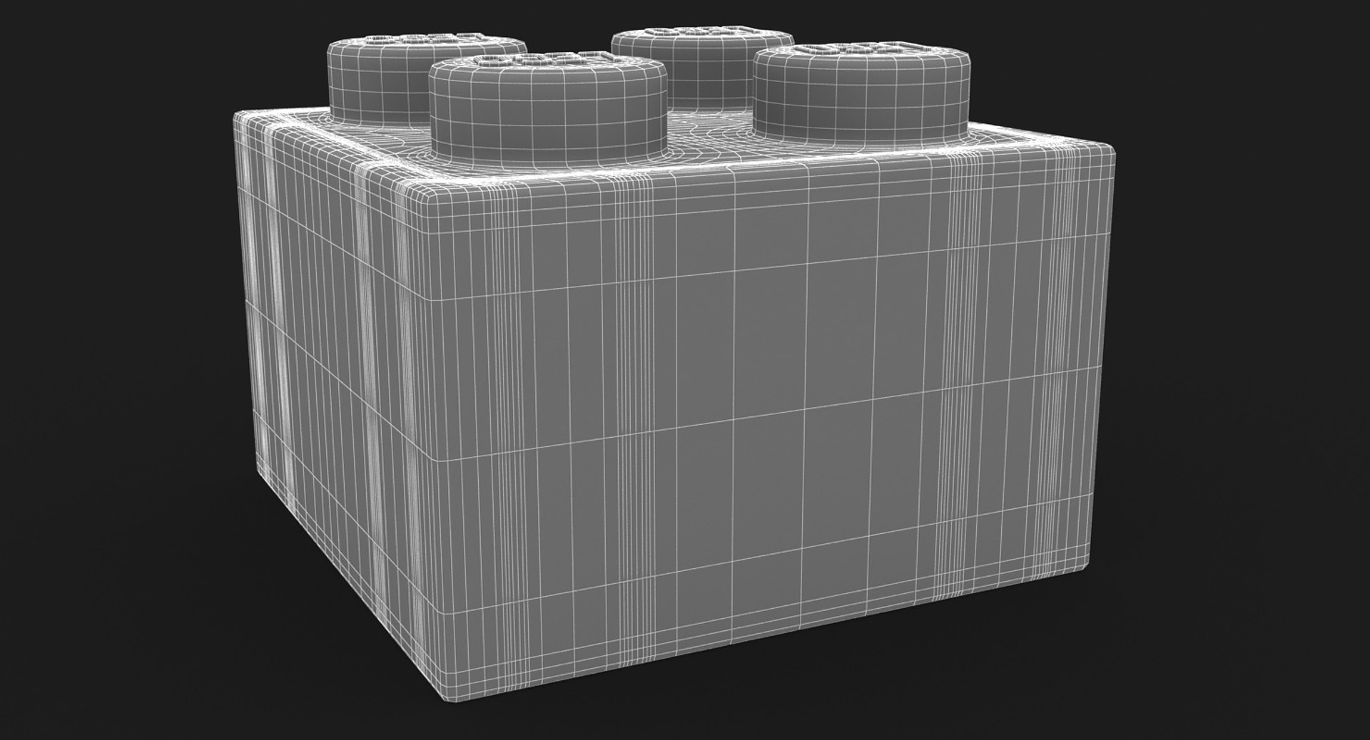 3d realistic lego brick 2x2 model