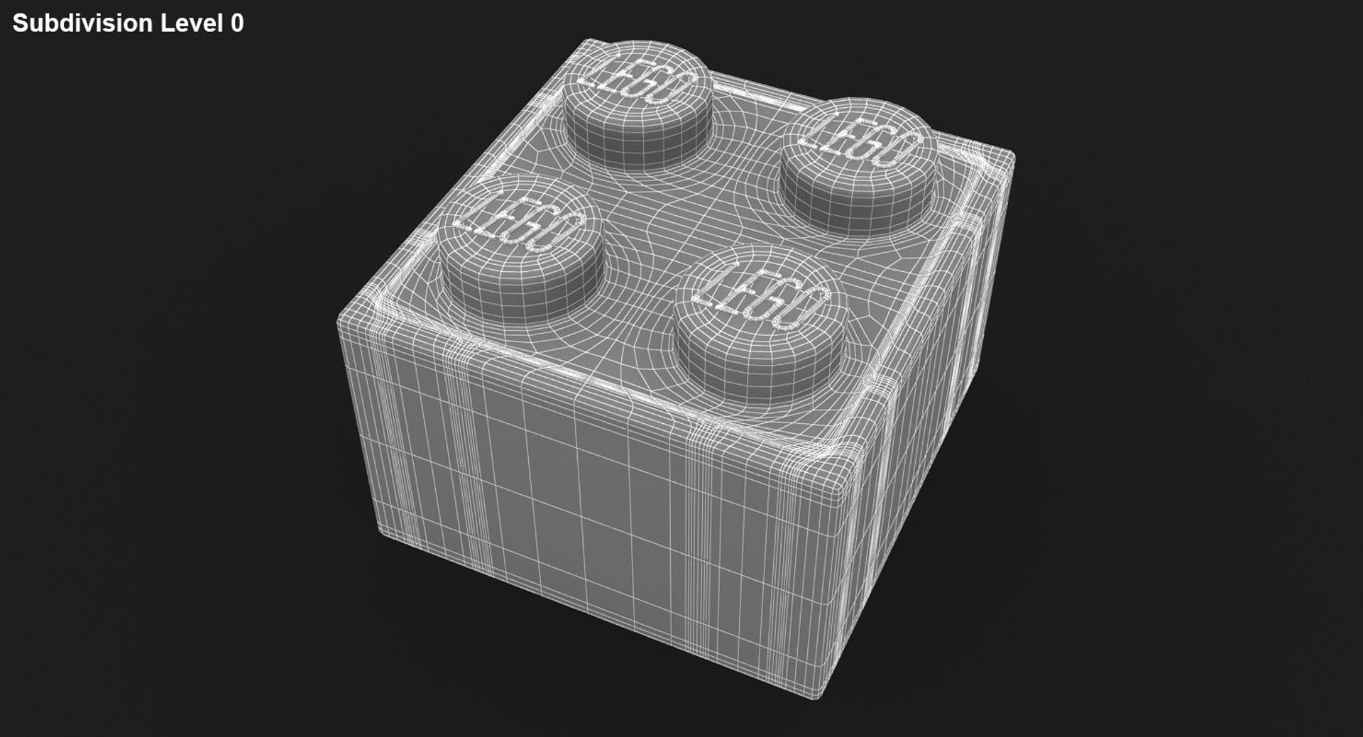 3d realistic lego brick 2x2 model