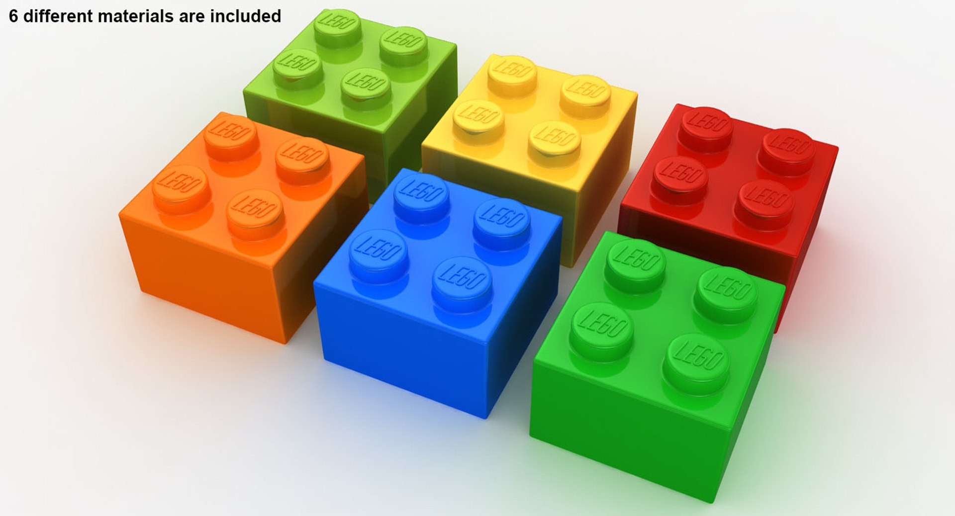 3d realistic lego brick 2x2 model