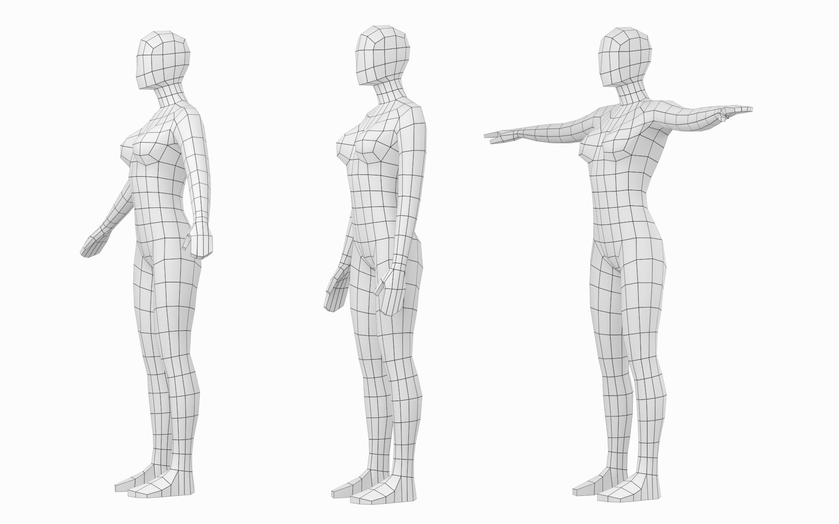 Natural Female In In 3 Modeling Poses Base Mesh 3D Model - TurboSquid ...