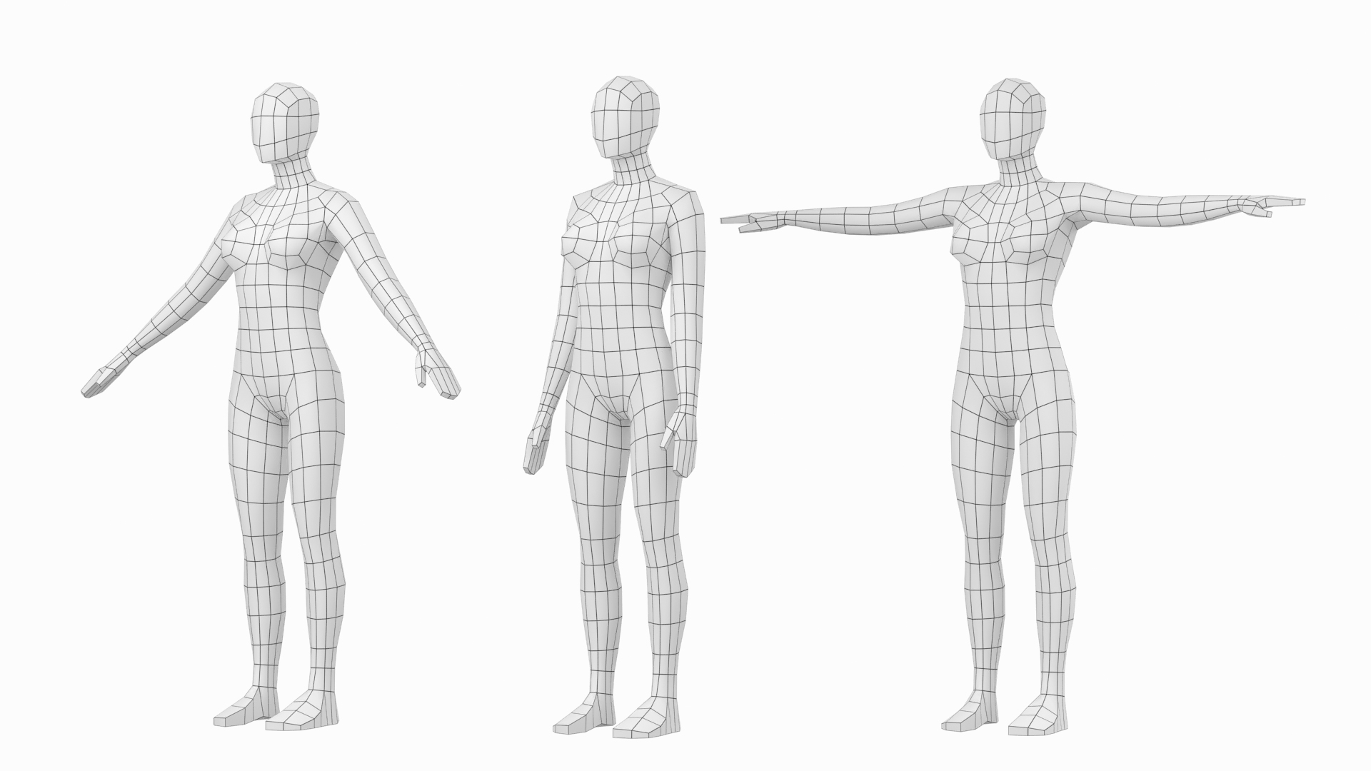 Natural Female In In 3 Modeling Poses Base Mesh 3D Model - TurboSquid ...