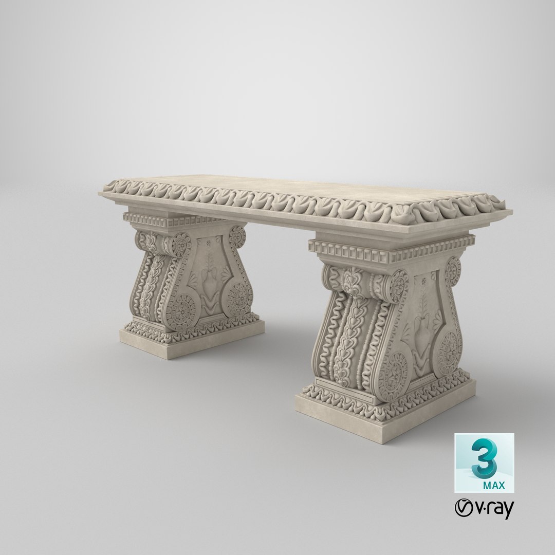 3D Stone Bench Model - TurboSquid 1901568