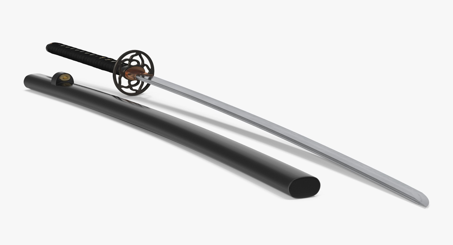 japanese katana sword set 3d model