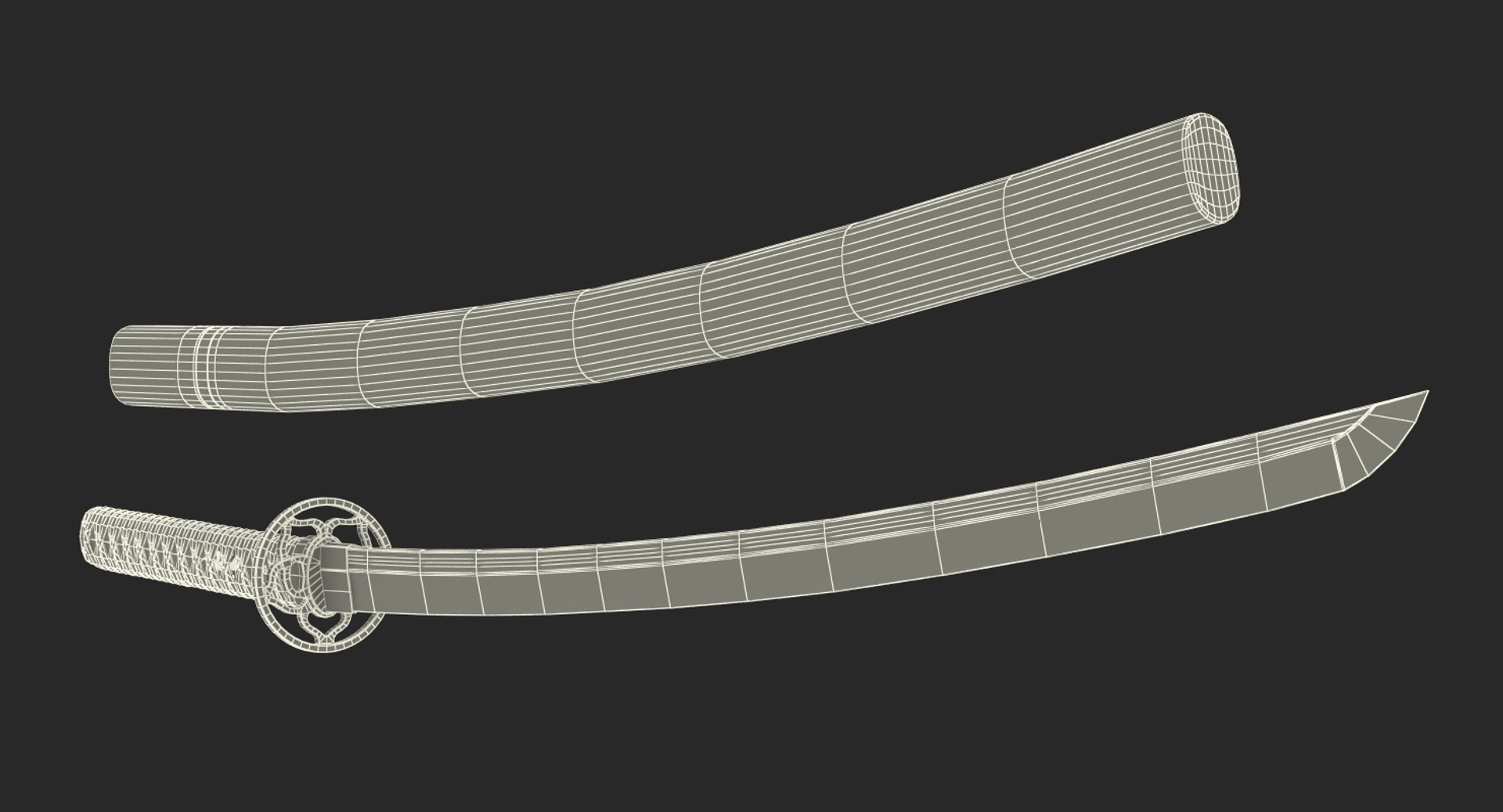 Japanese Katana Sword Set 3d Model