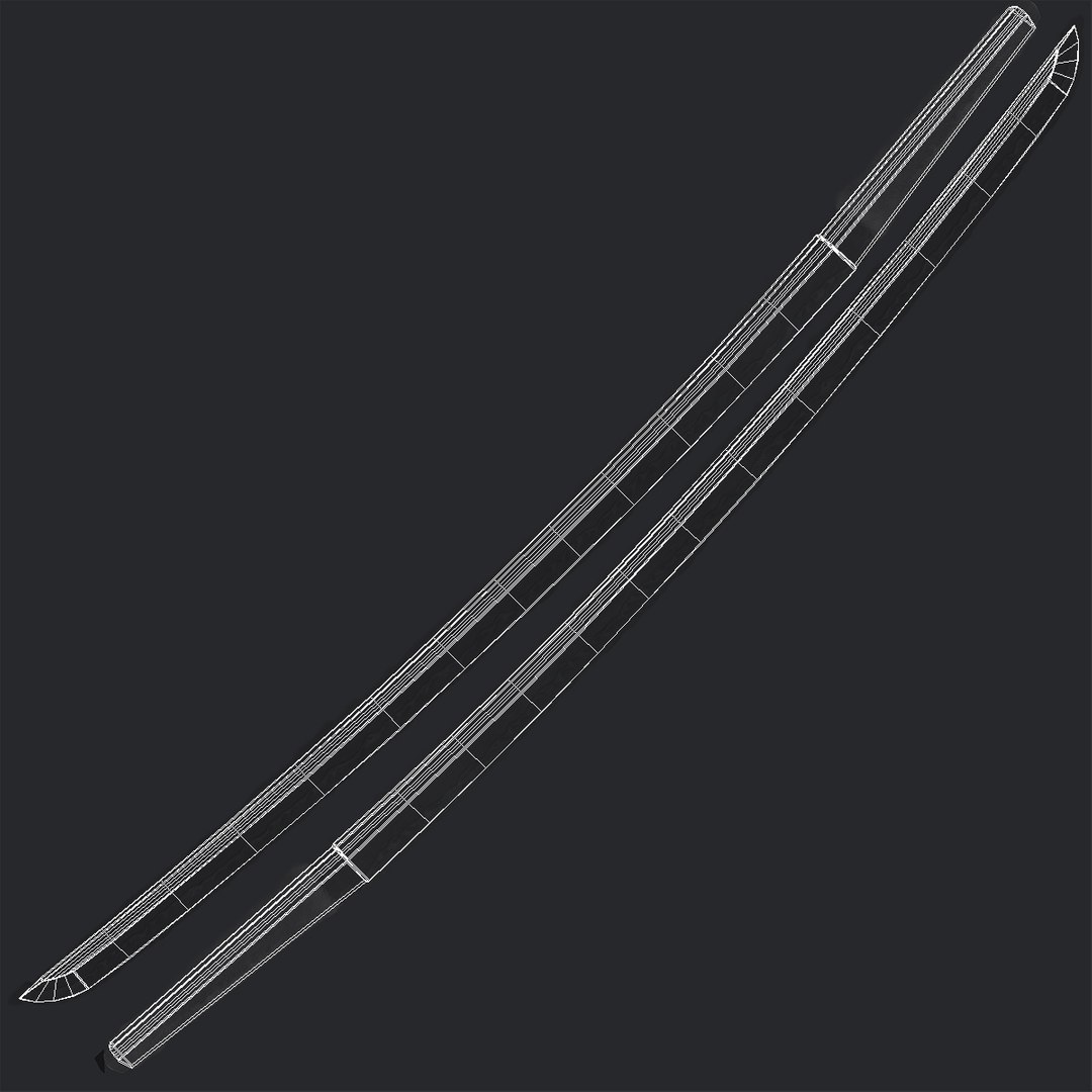 japanese katana sword set 3d model