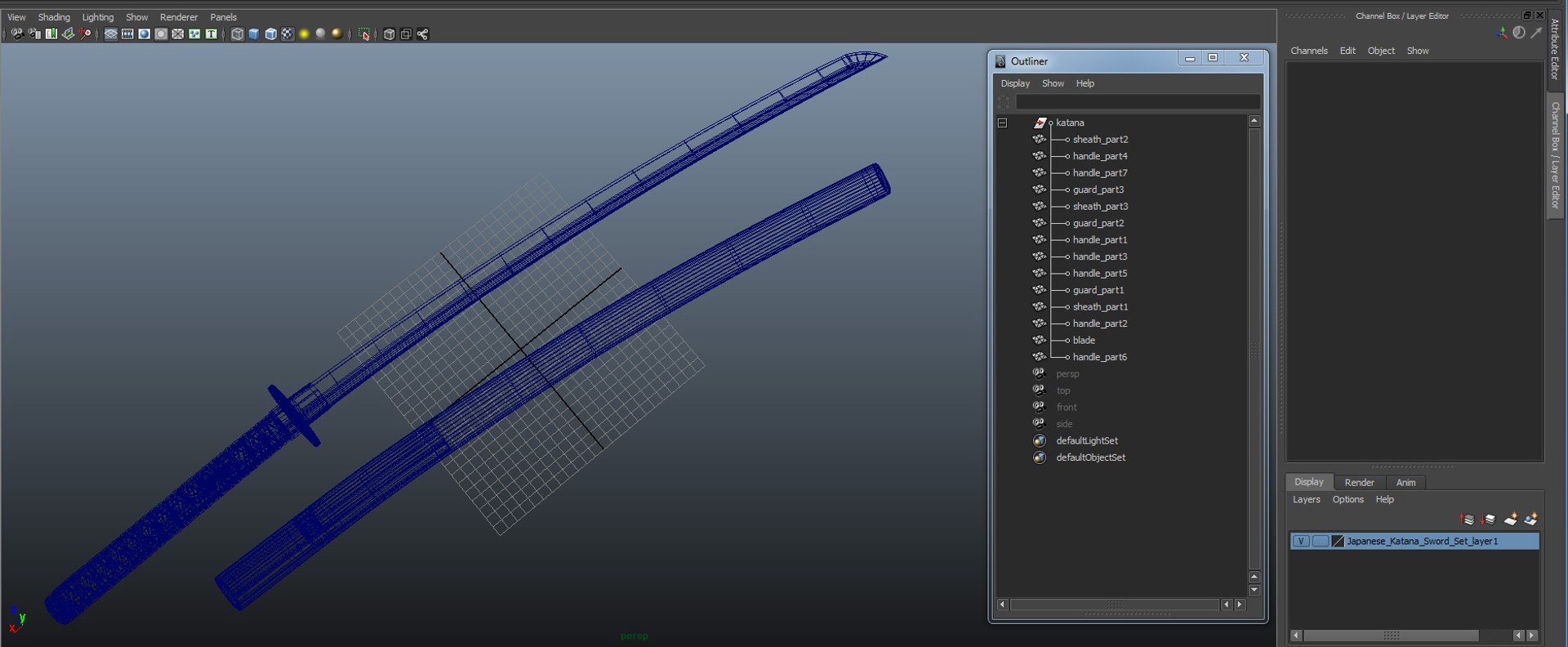 Japanese Katana Sword Set 3d Model