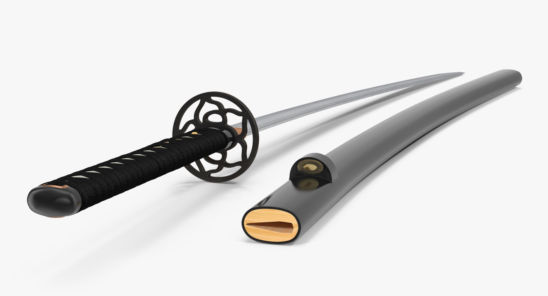 japanese katana sword set 3d model