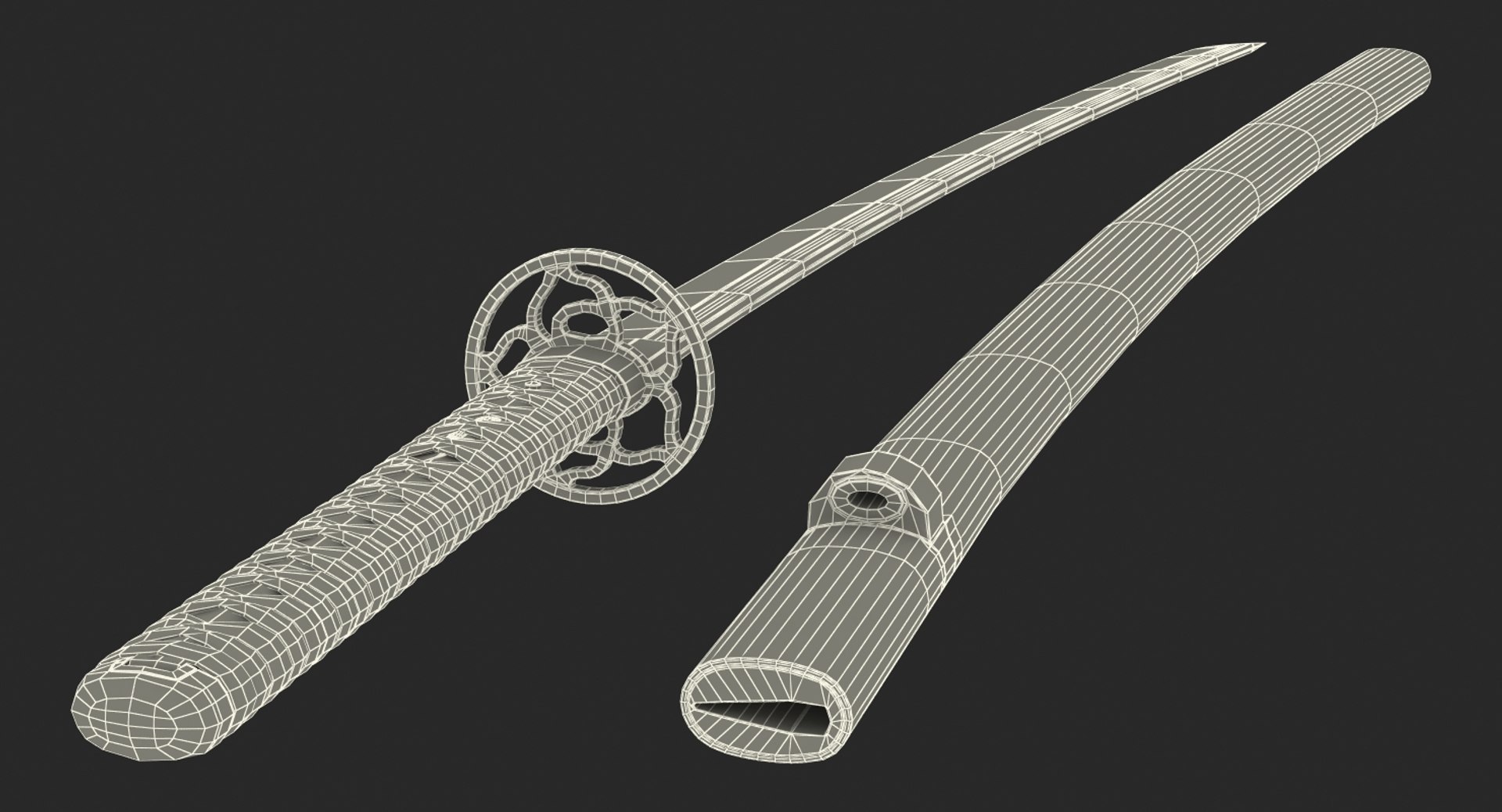 Japanese Katana Sword Set 3d Model