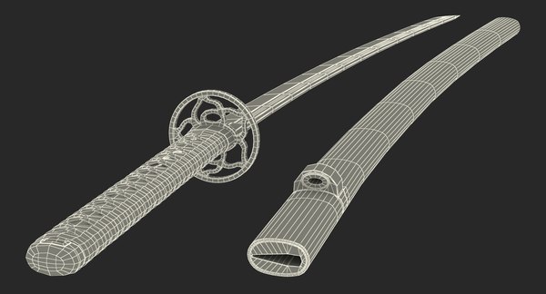 japanese katana sword set 3d model