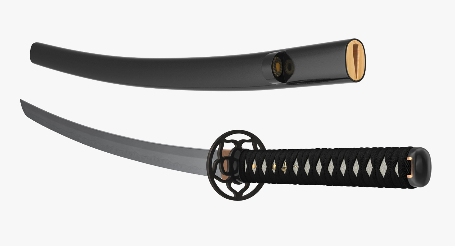 japanese katana sword set 3d model