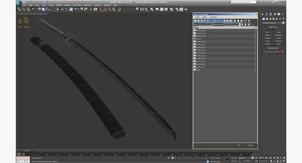 japanese katana sword set 3d model