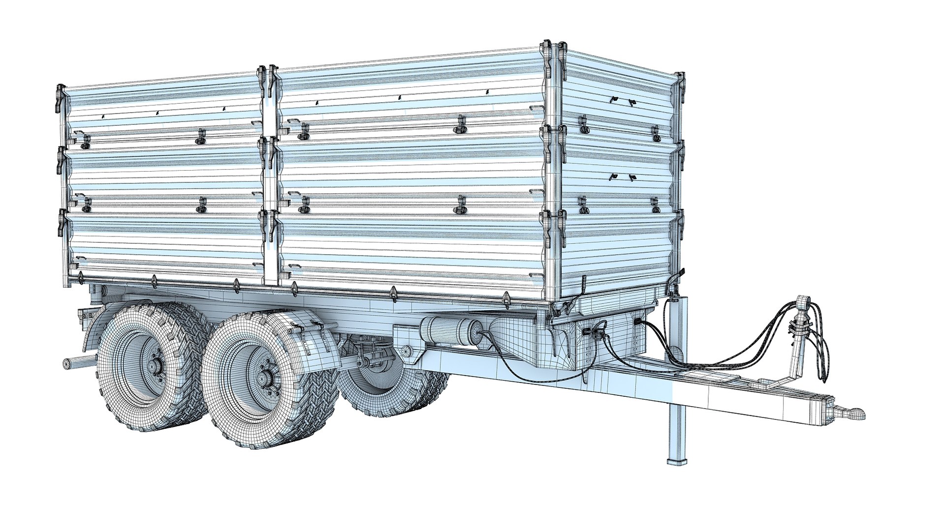 Farm Tractor Trailer 3D - TurboSquid 1795859