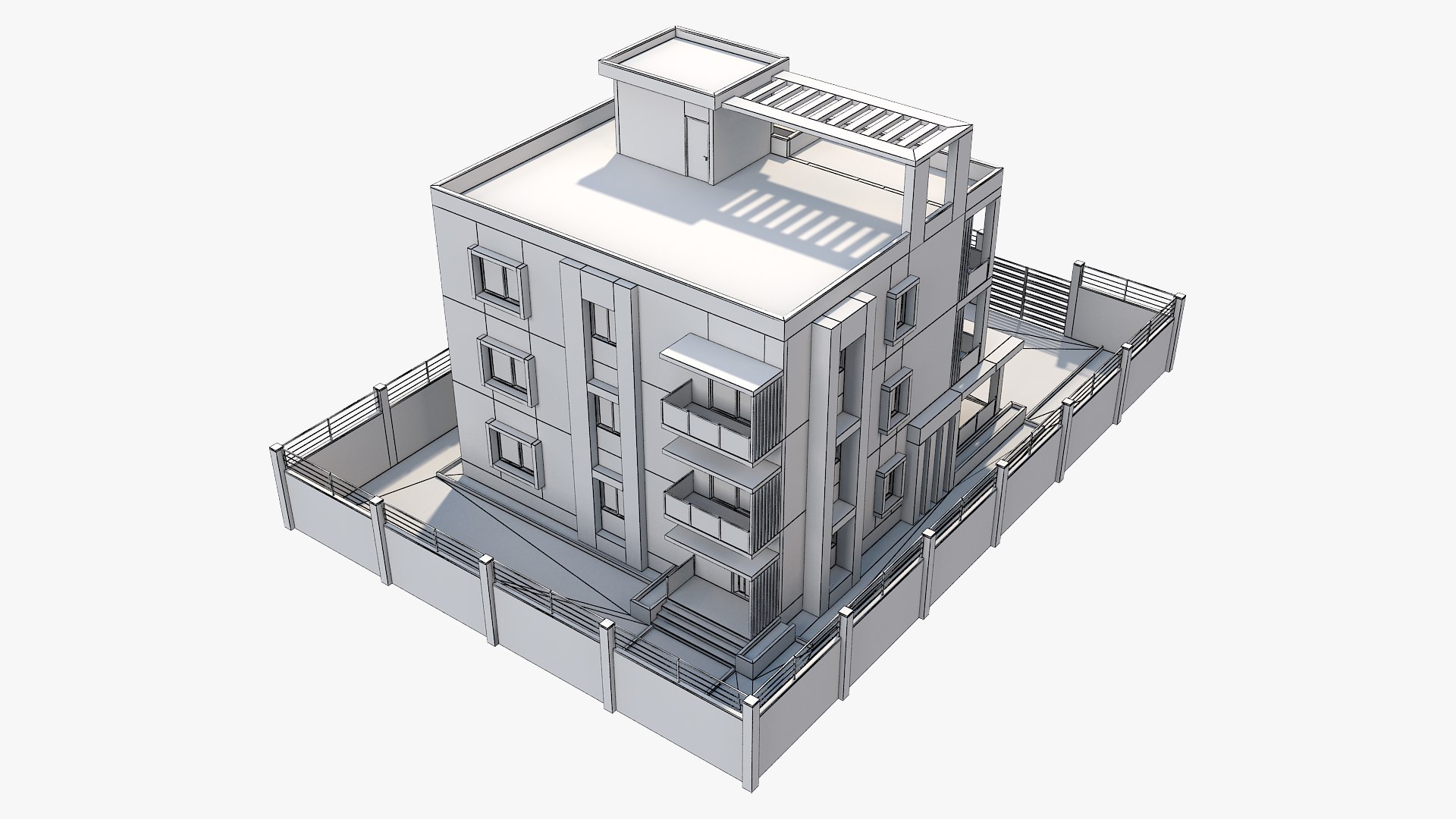 Three Storey House 2 Model - TurboSquid 2197711