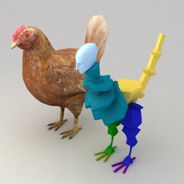 rigged brown chicken 3d model