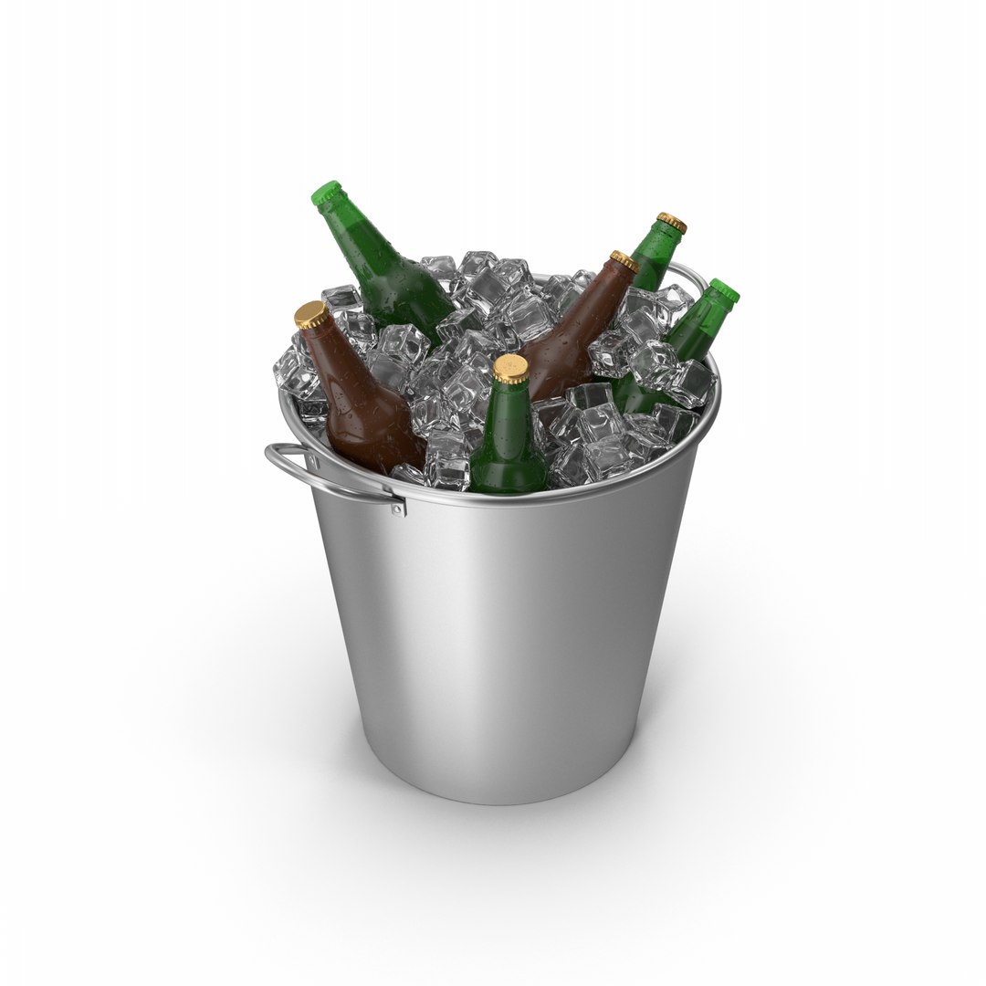 3D Model Cold Beer Bottles In A Metal Bucket - TurboSquid 1921882