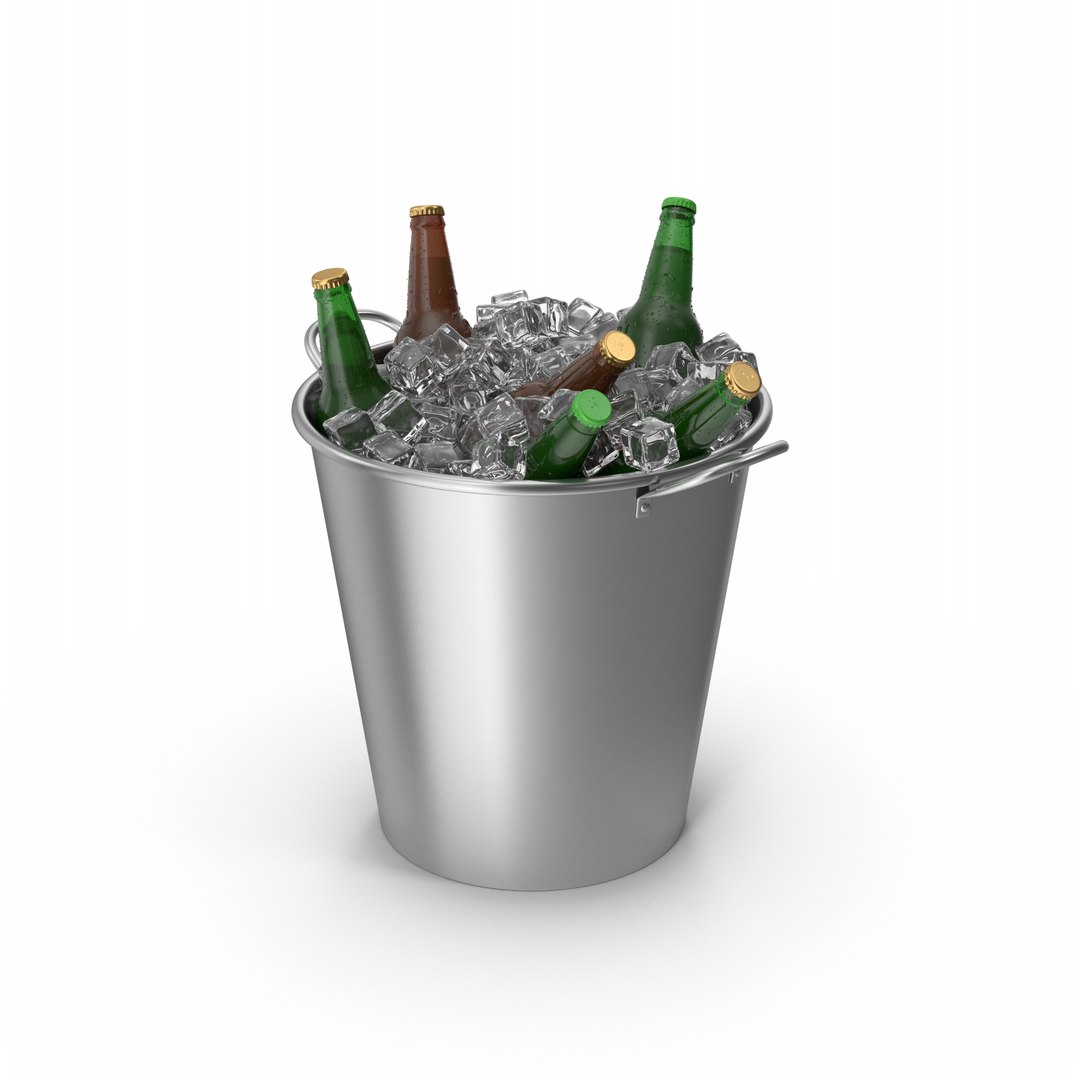 3D Model Cold Beer Bottles In A Metal Bucket - TurboSquid 1921882