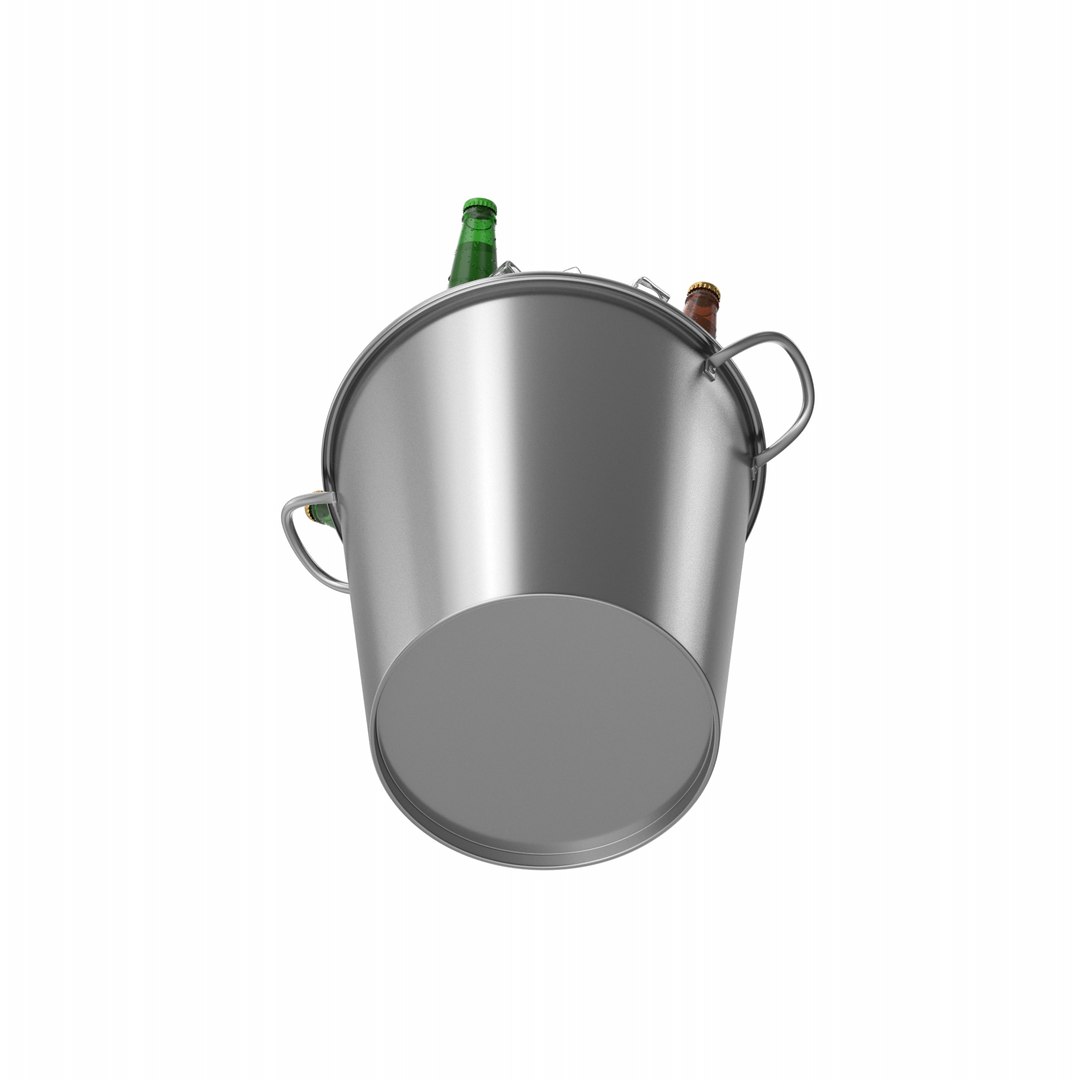 3D Model Cold Beer Bottles In A Metal Bucket - TurboSquid 1921882