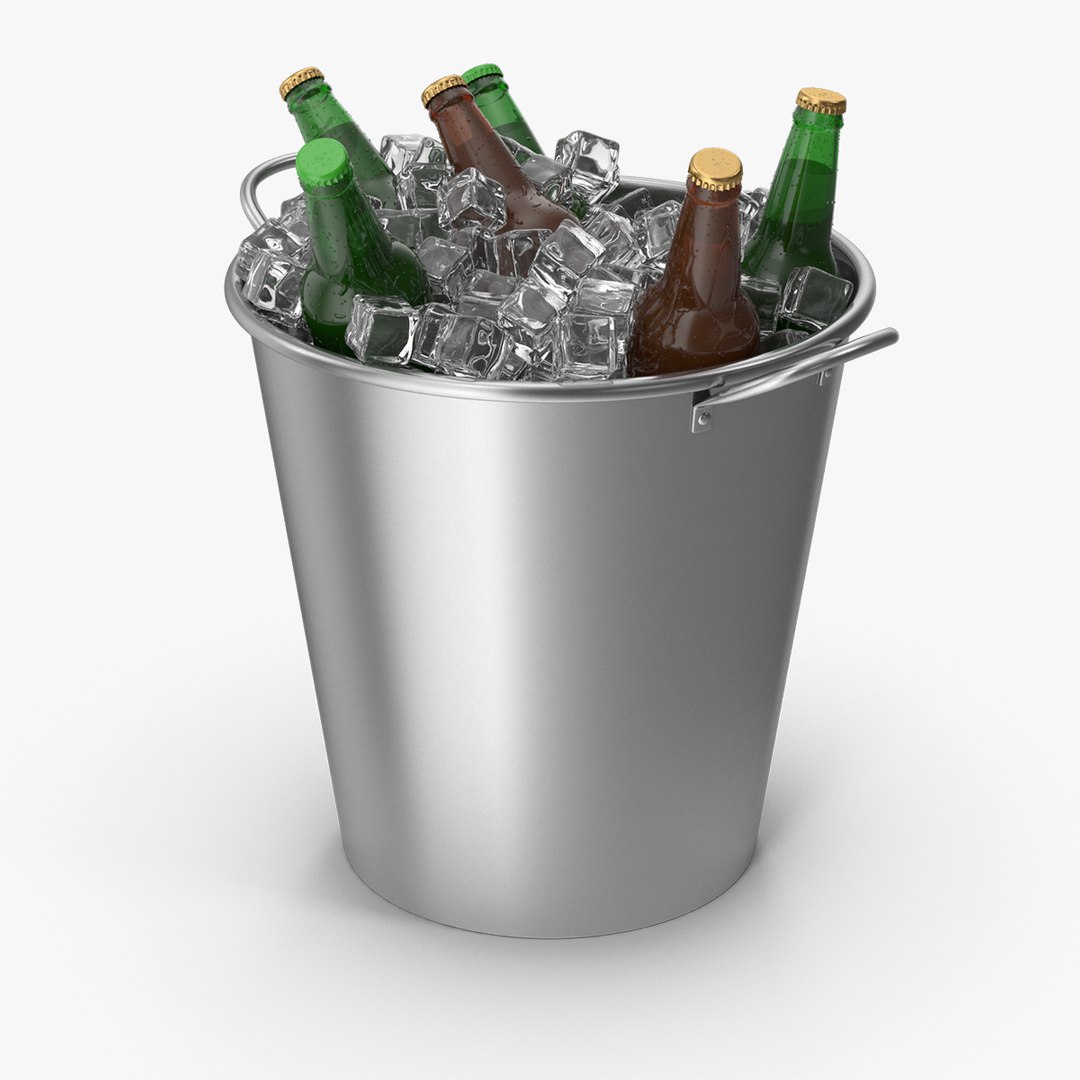 3D Model Cold Beer Bottles In A Metal Bucket - TurboSquid 1921882