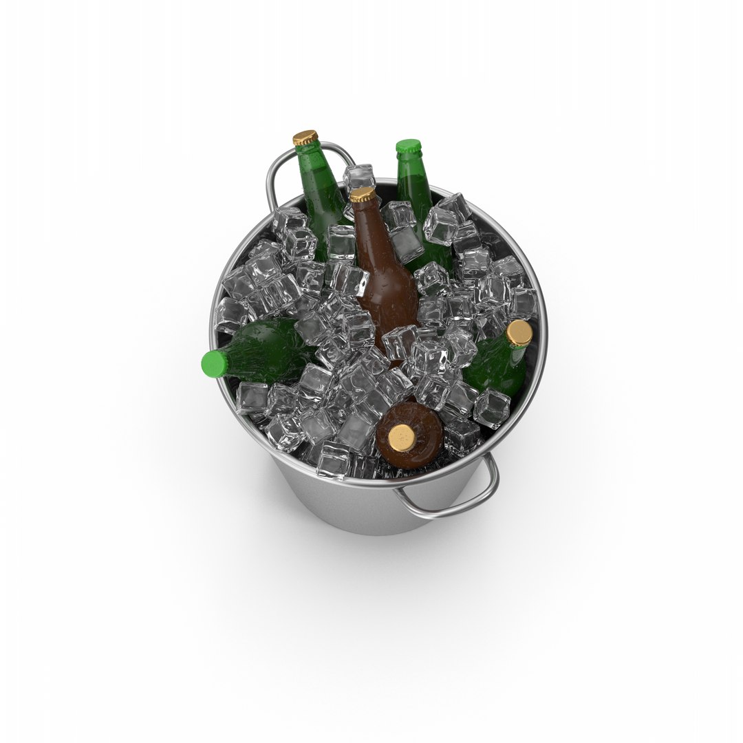 3D Model Cold Beer Bottles In A Metal Bucket - TurboSquid 1921882