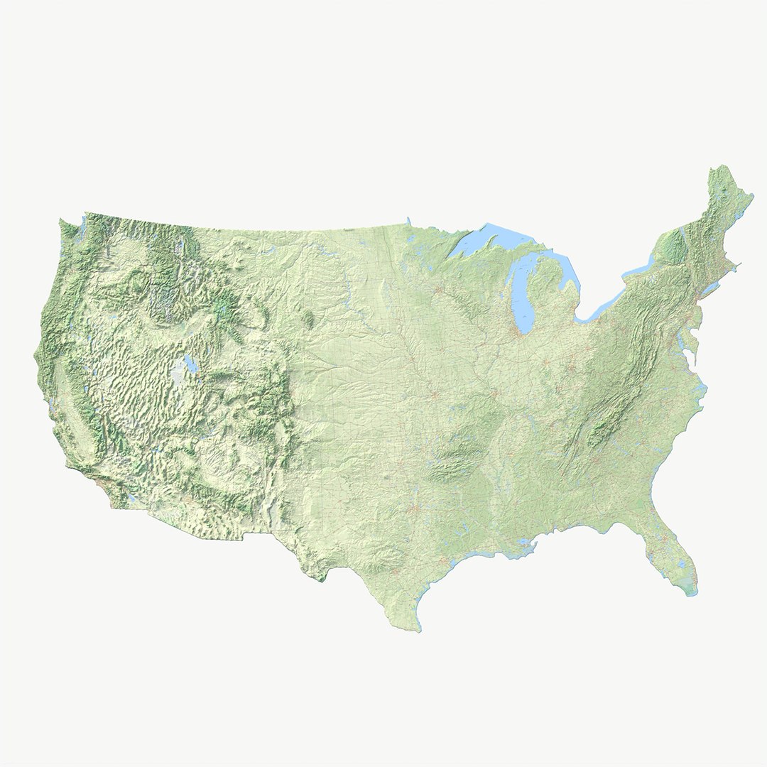 3D USA Sat And Topo With Alaska, Hawai Detailed Relief PBR Map ...