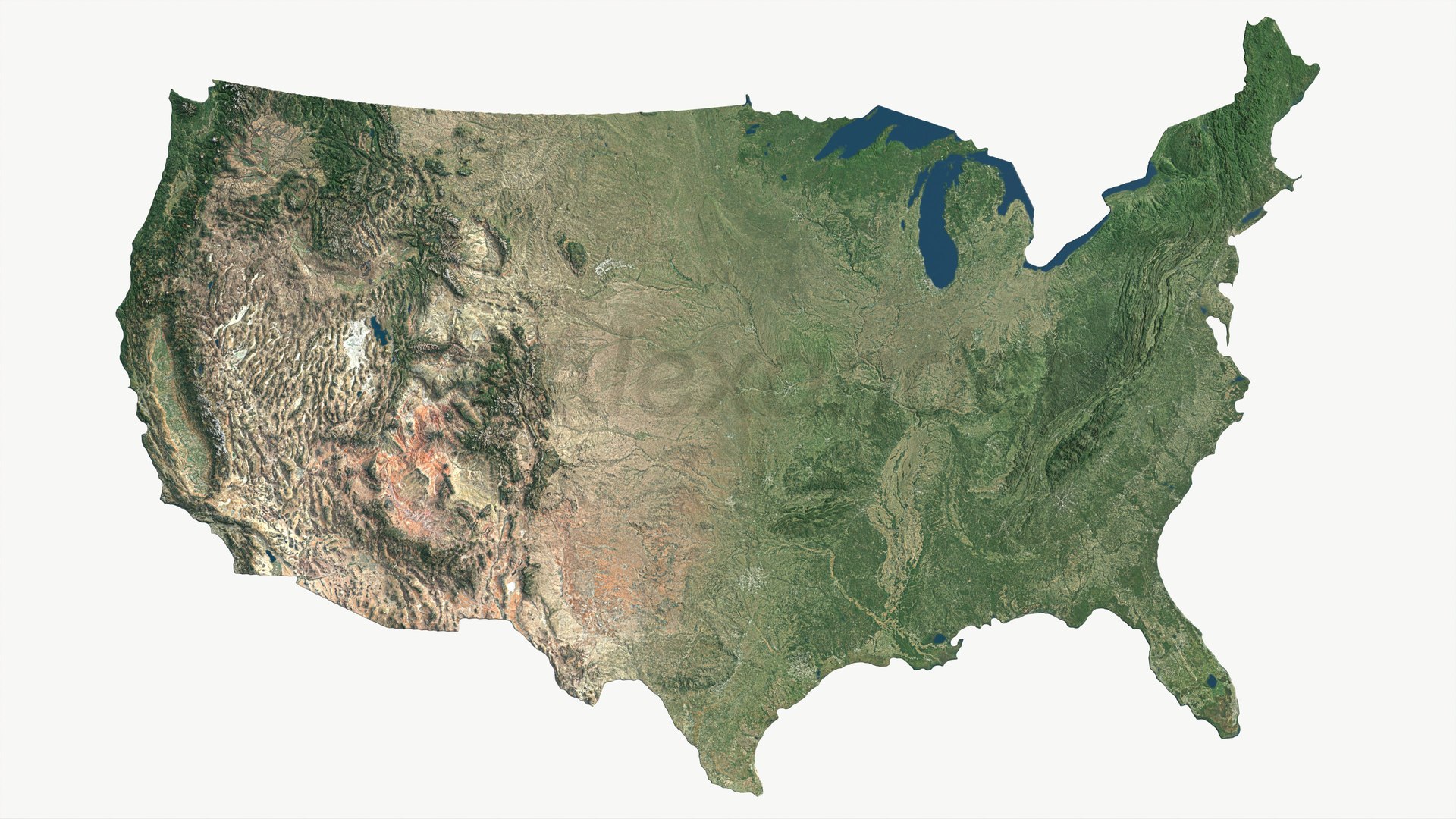 3D USA Sat And Topo With Alaska, Hawai Detailed Relief PBR Map ...