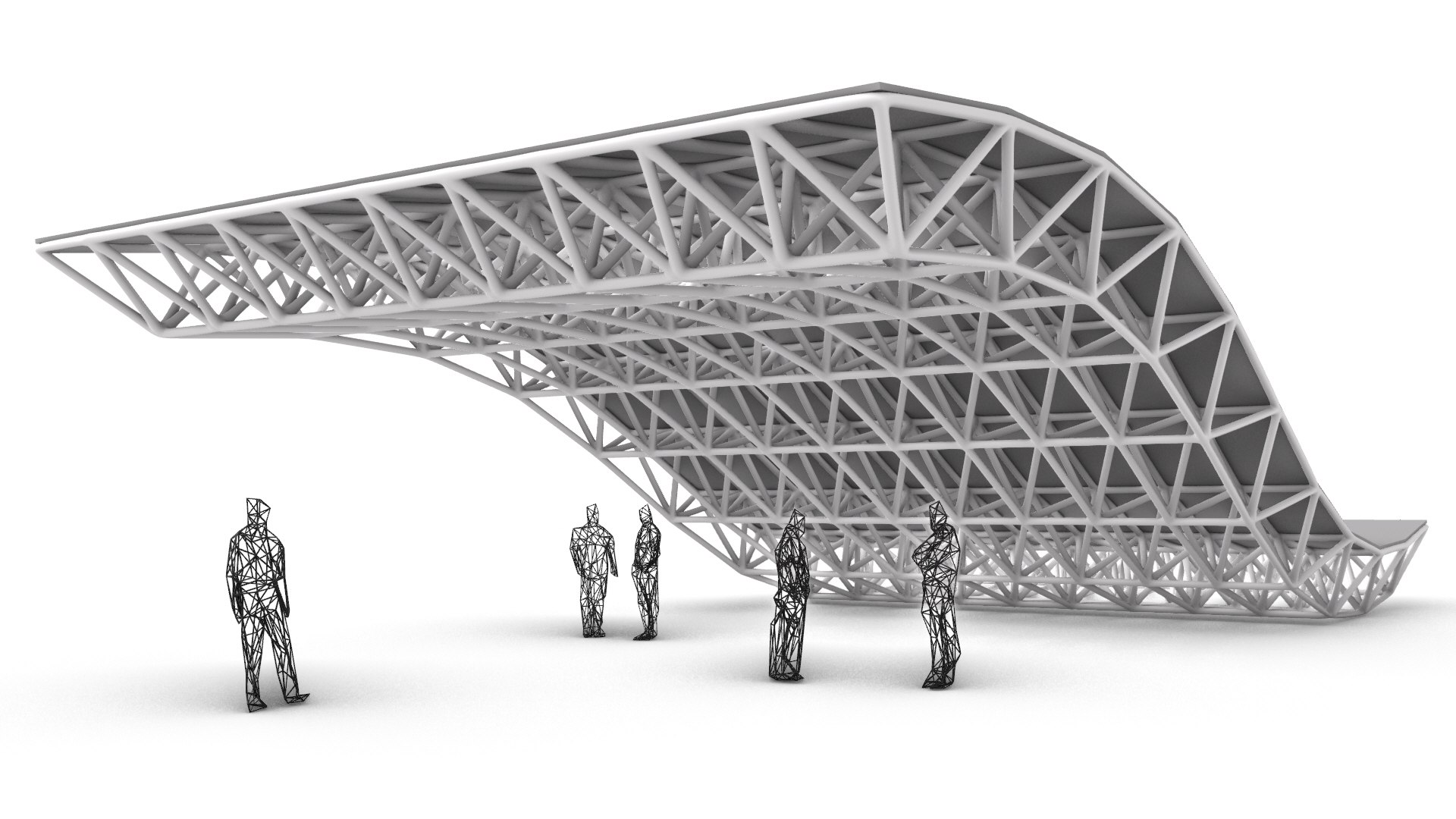 Space Truss Structure Wave 3D model - TurboSquid 2157840