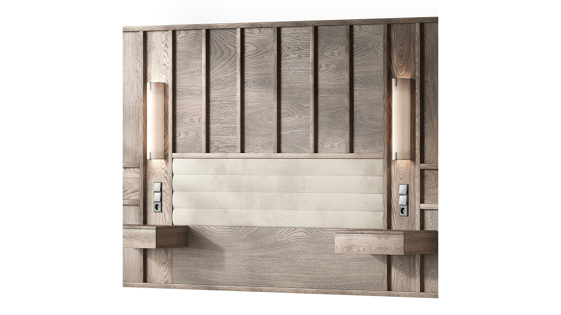 Bedroom Wall Headboard Kit Nightstand And Lamps Model - TurboSquid 2254338